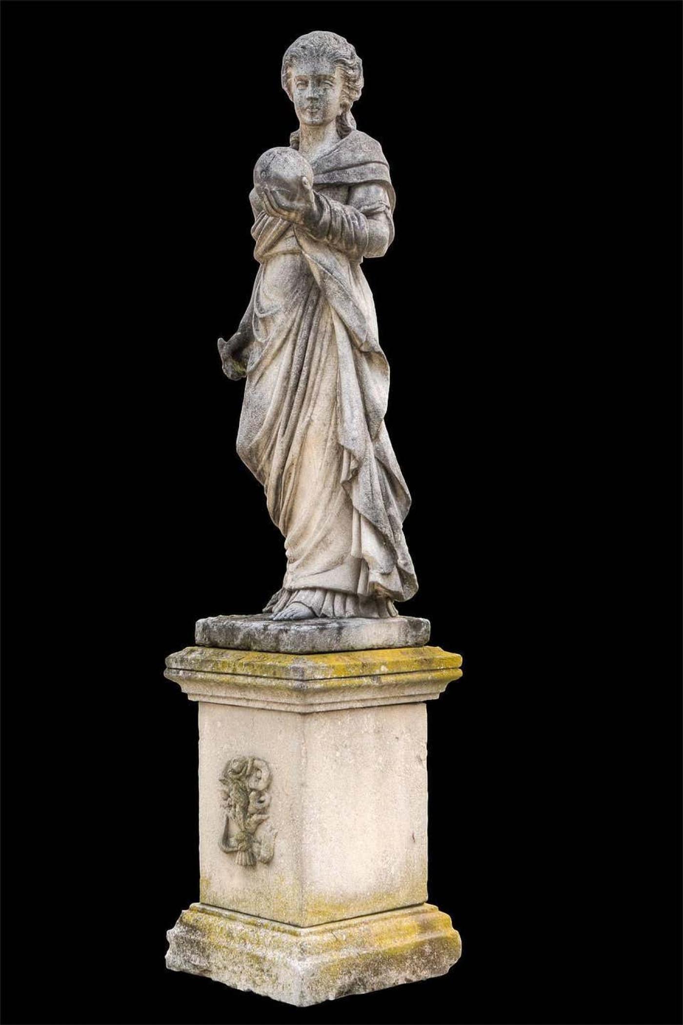 Splendid Italian Carved Large Stone Garden Sculpture Urania Symbol of ...