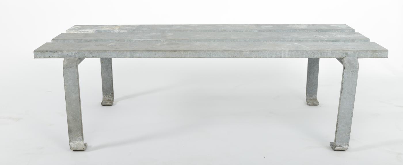 Steel Slatted Industrial Bench, 20th C.