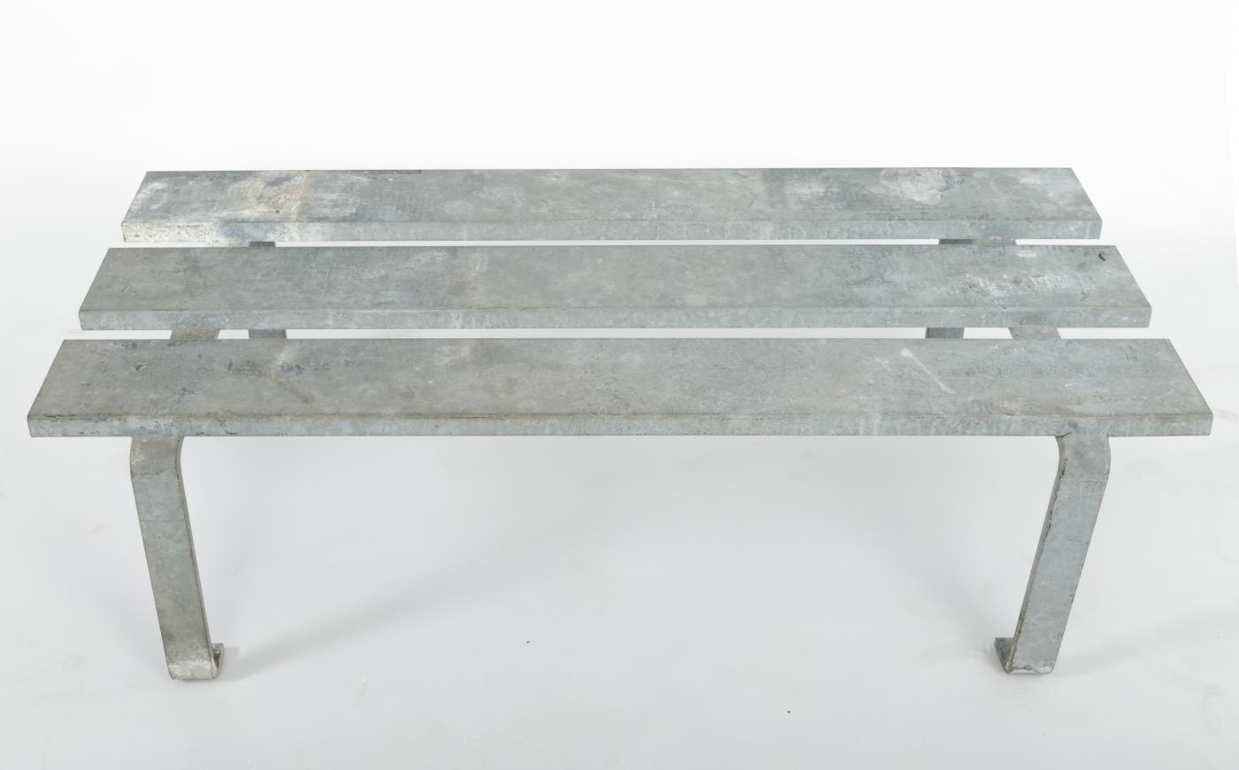 Steel Slatted Industrial Bench, 20th C.