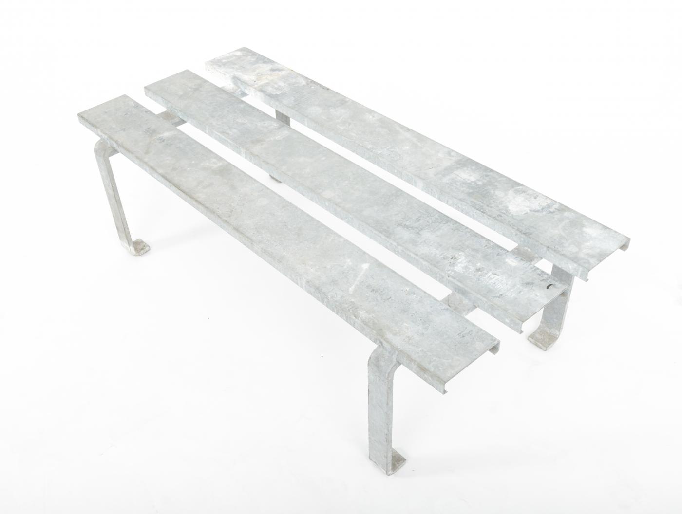 Steel Slatted Industrial Bench, 20th C.