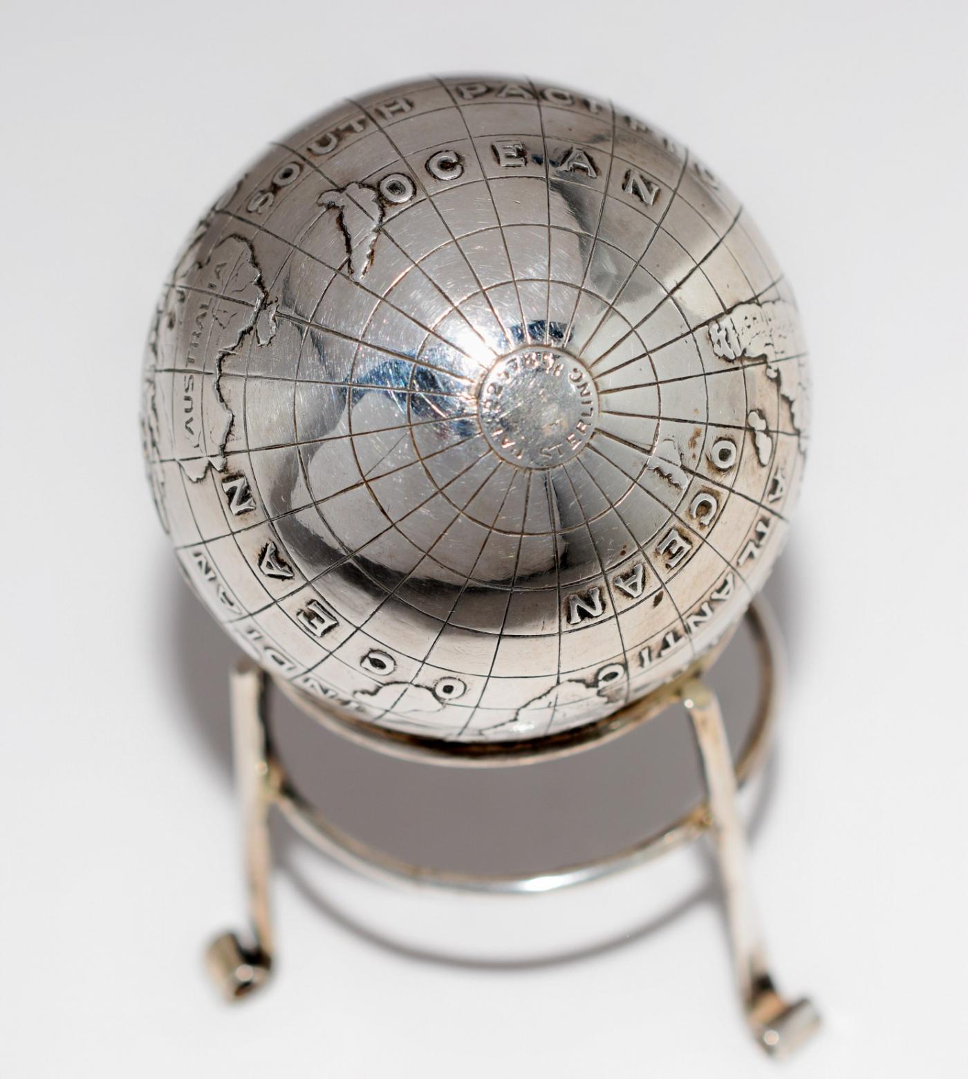 Sterling Silver World Globe Compass