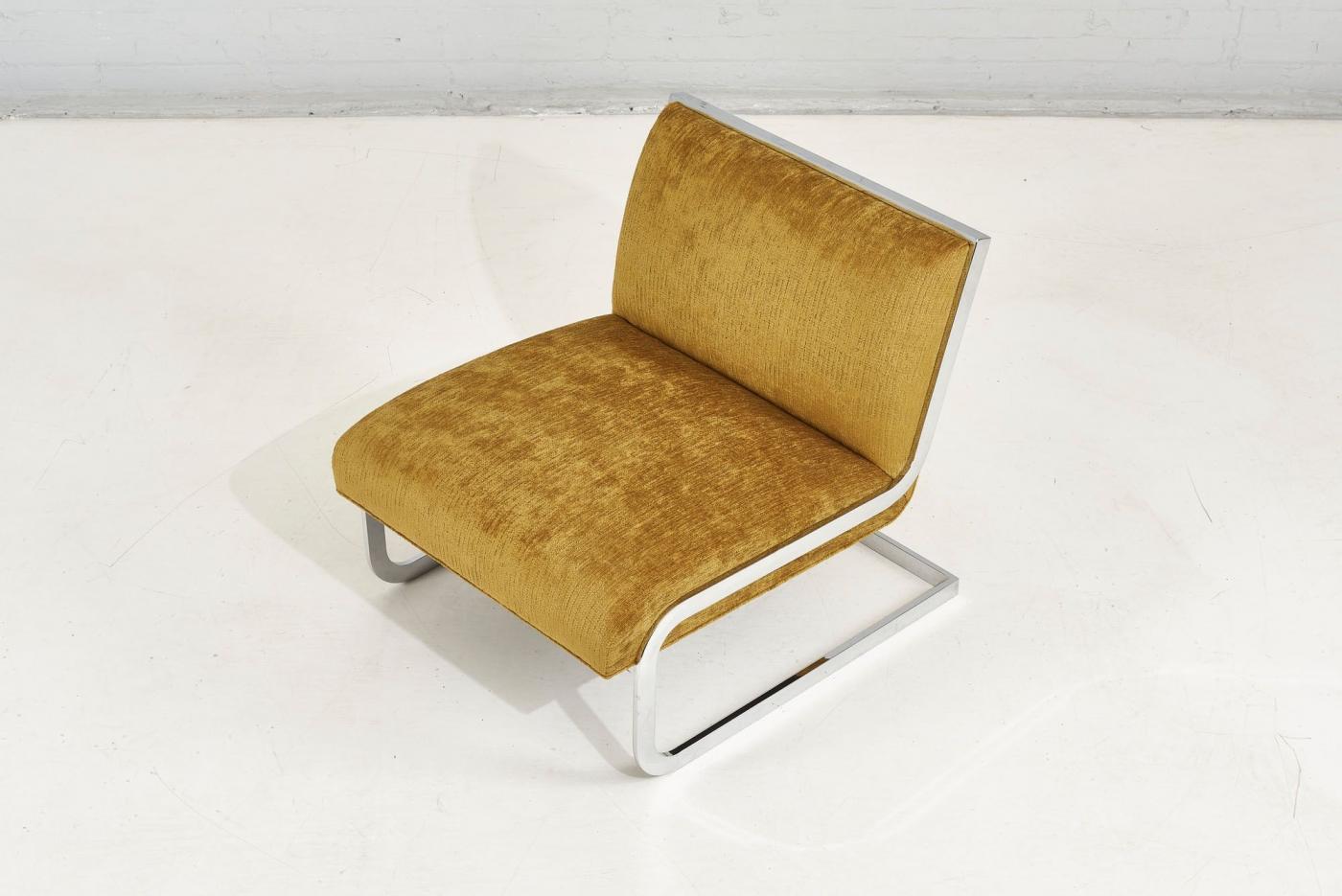 Steve Chase - Steve Chase Chrome and Mohair Lounge Chair, 1970