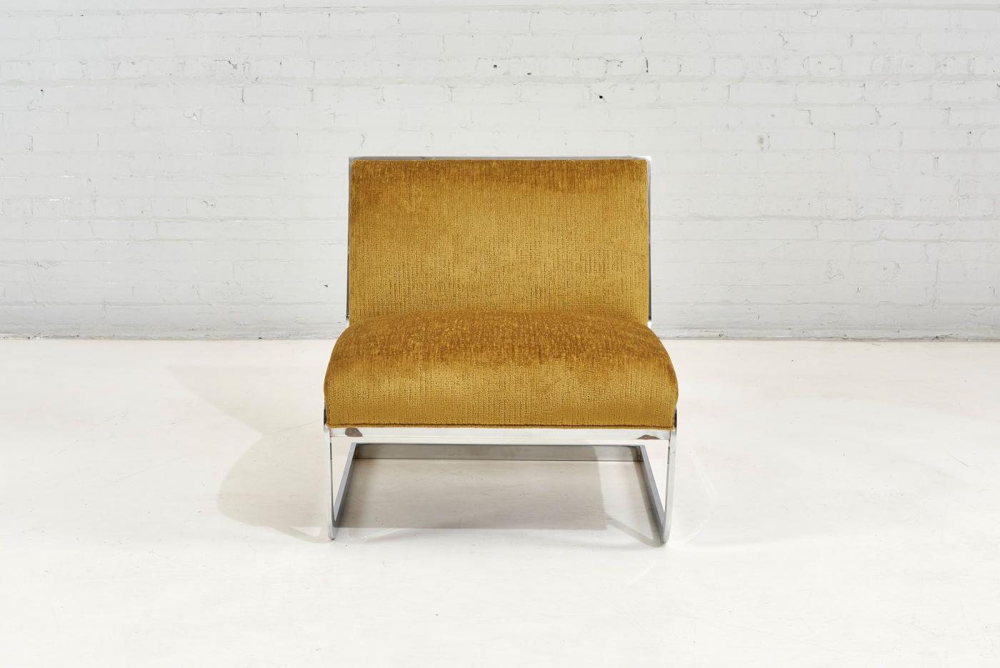 Steve Chase - Steve Chase Chrome and Mohair Lounge Chair, 1970