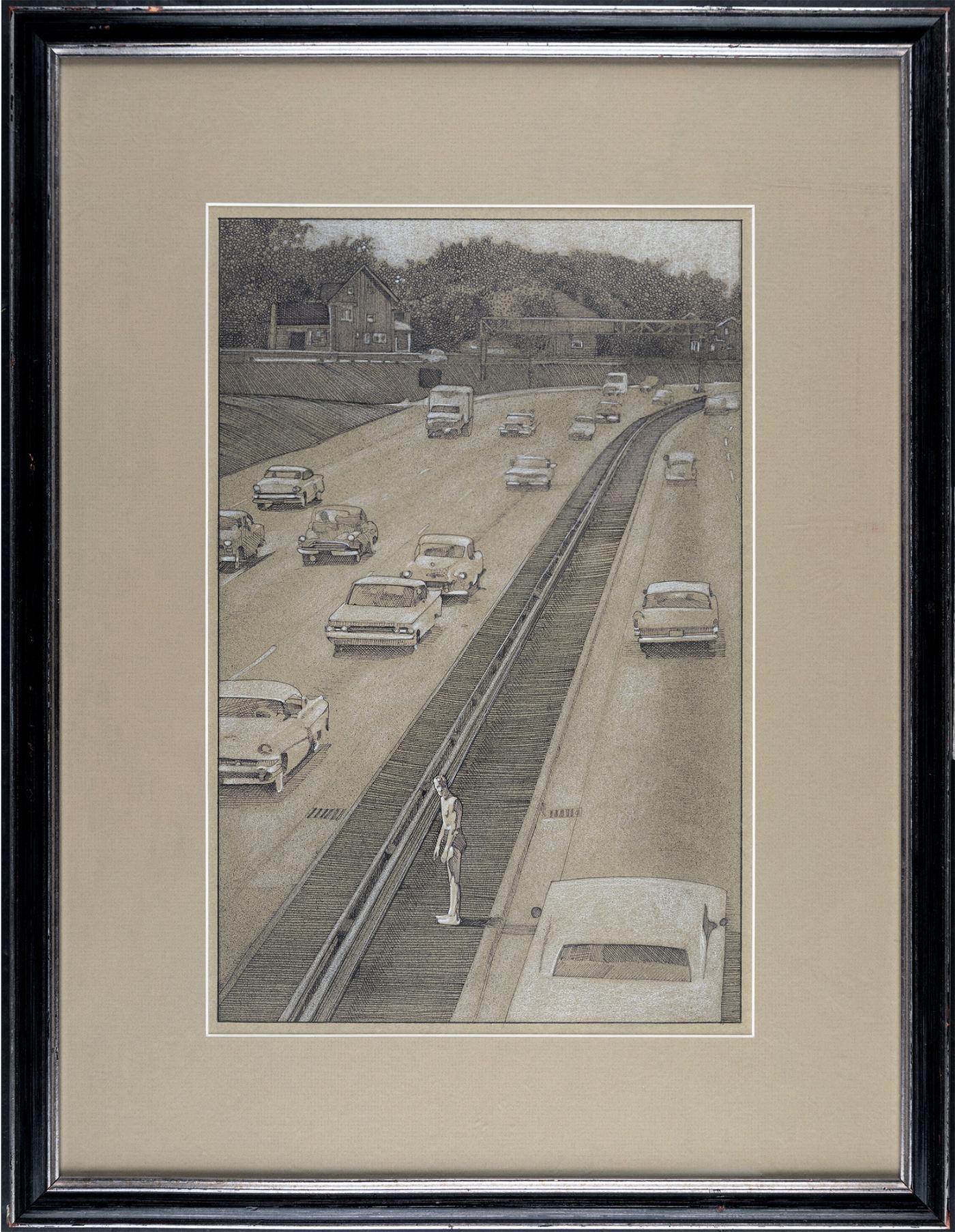 Steven Stroud - Surreal semi-Nude Man in the Middle of the Highway