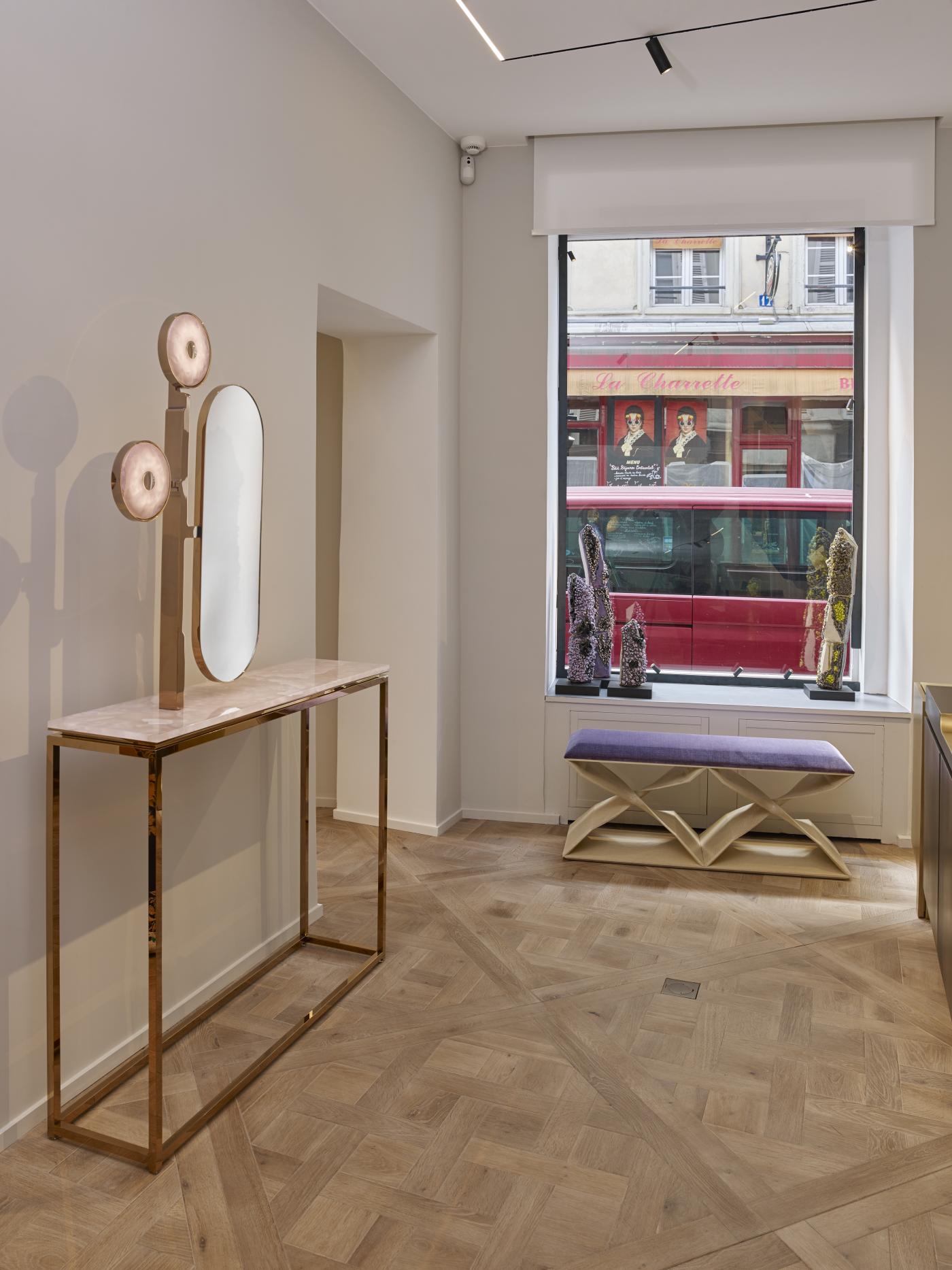 Studio MVW - 'JinShi Pink Jade' Luminous Console with Pink Jade Top