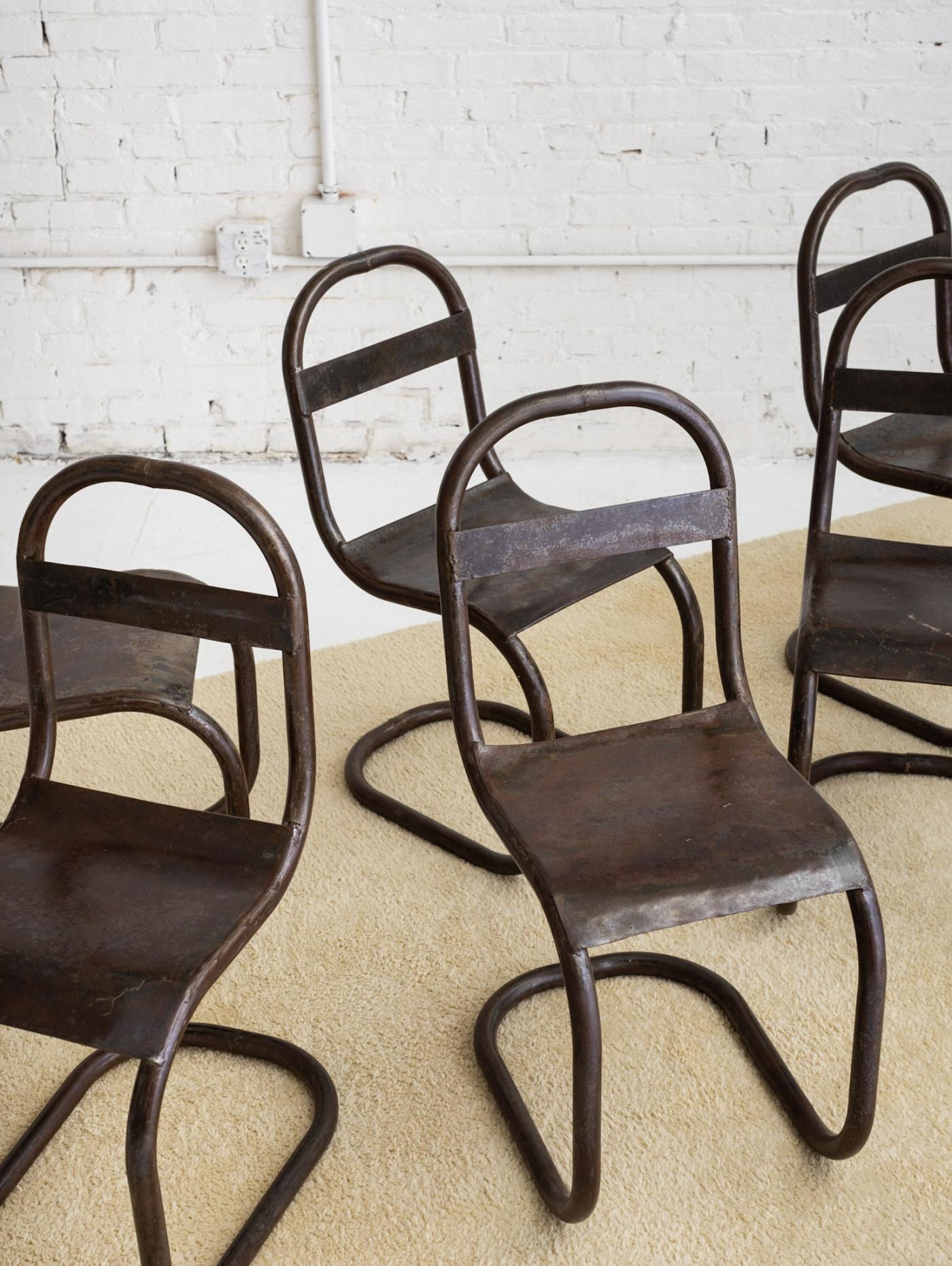 Studio Made Industrial Cantilever Dining Chairs - Set of 6