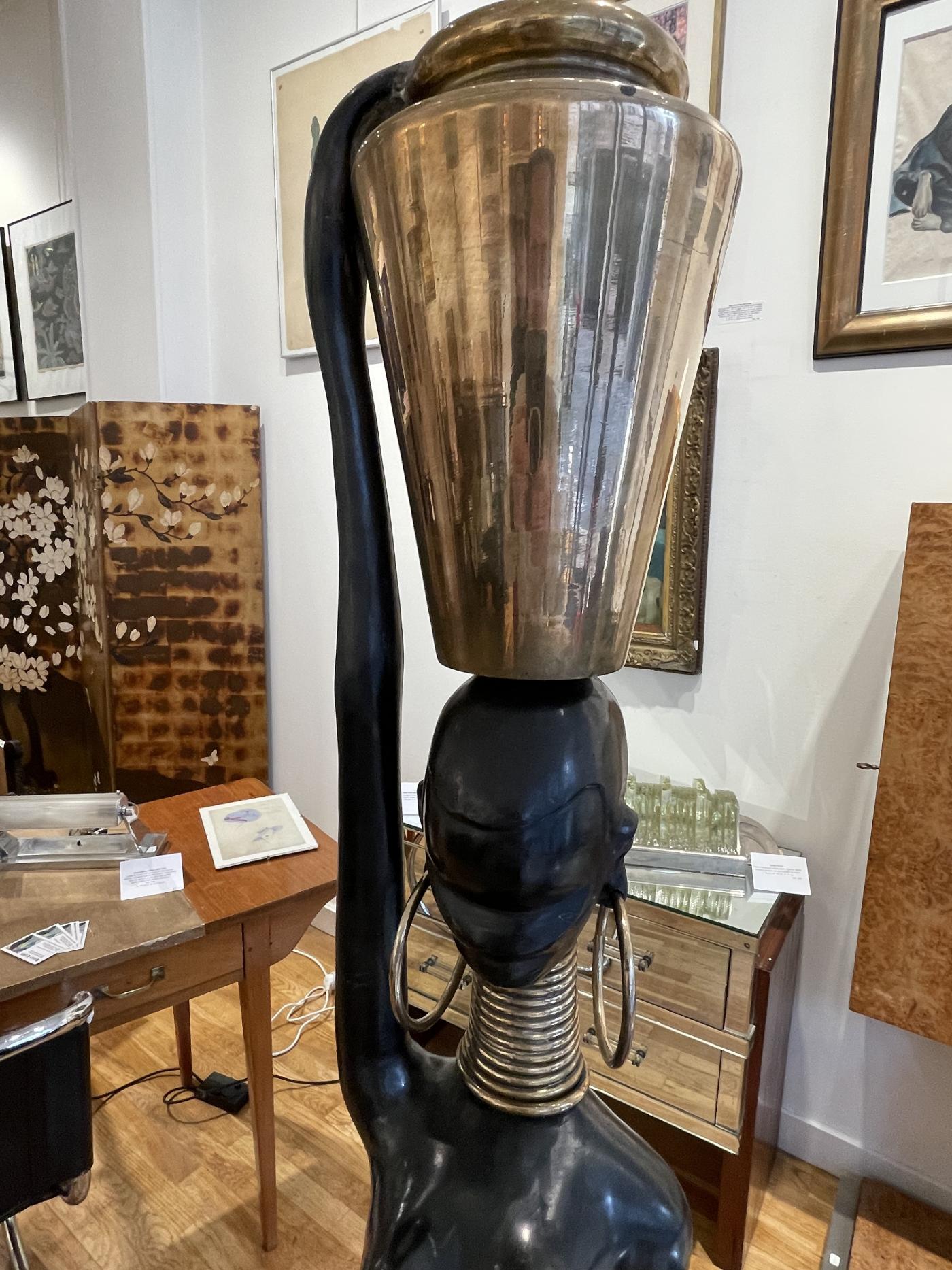 Stunning Bronze Sculpture of a Water Carrier African Lady