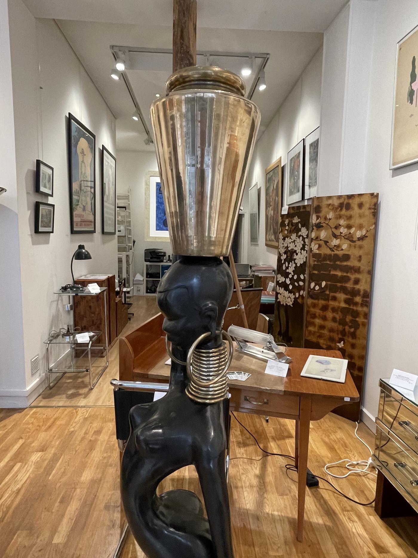 Stunning Bronze Sculpture of a Water Carrier African Lady