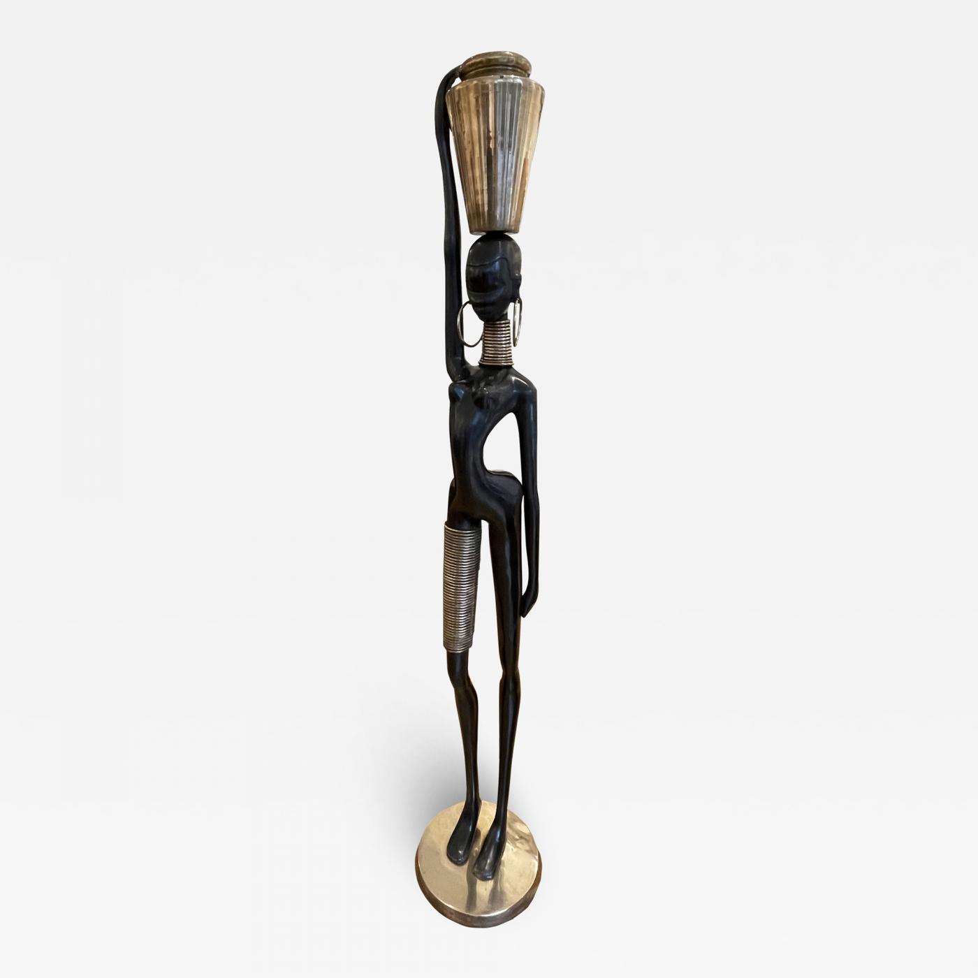 Stunning Bronze Sculpture of a Water Carrier African Lady