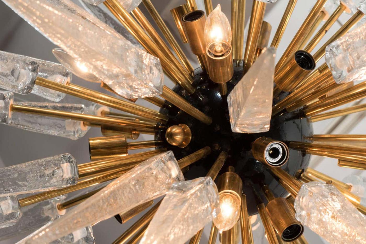 Stunning Clear Murano Glass Spike Sputnik Chandelier