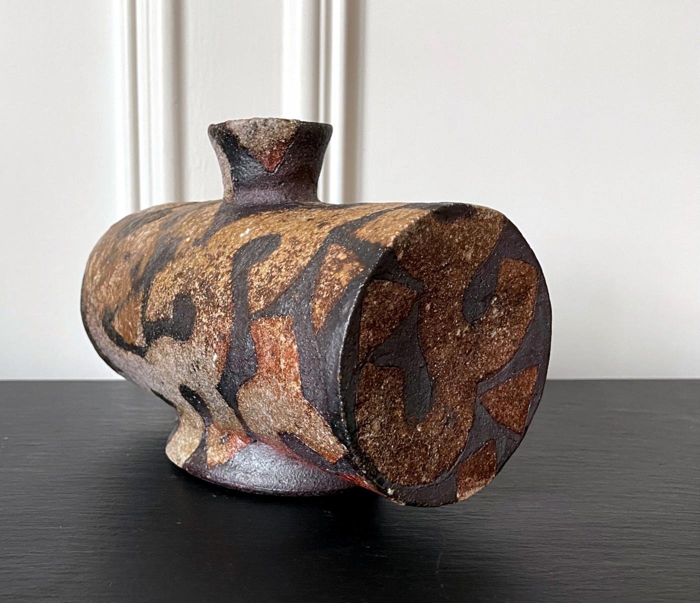 Takauchi Shugo - Japanese Modern Mingei Ceramic Vase with Inlay by Takauchi Shugo
