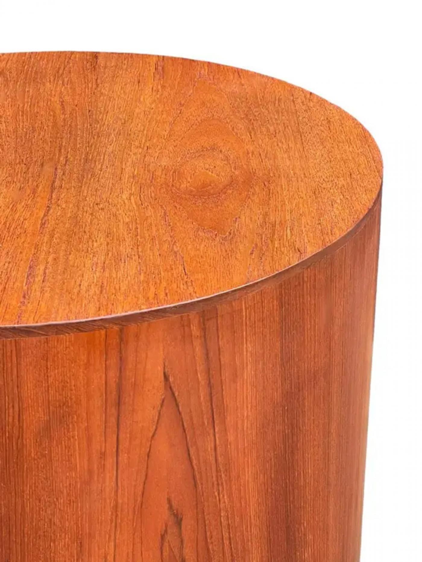 Tall Mid Century Danish Modern Round Circular Teak Drum Table / Display Pedestal