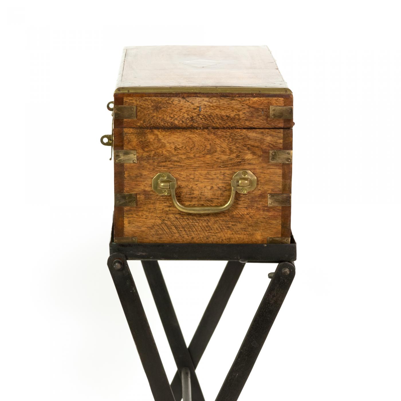 Teak & Brass Campaign Boxes, Anglo Indian Circa 1880, On Later Stands.