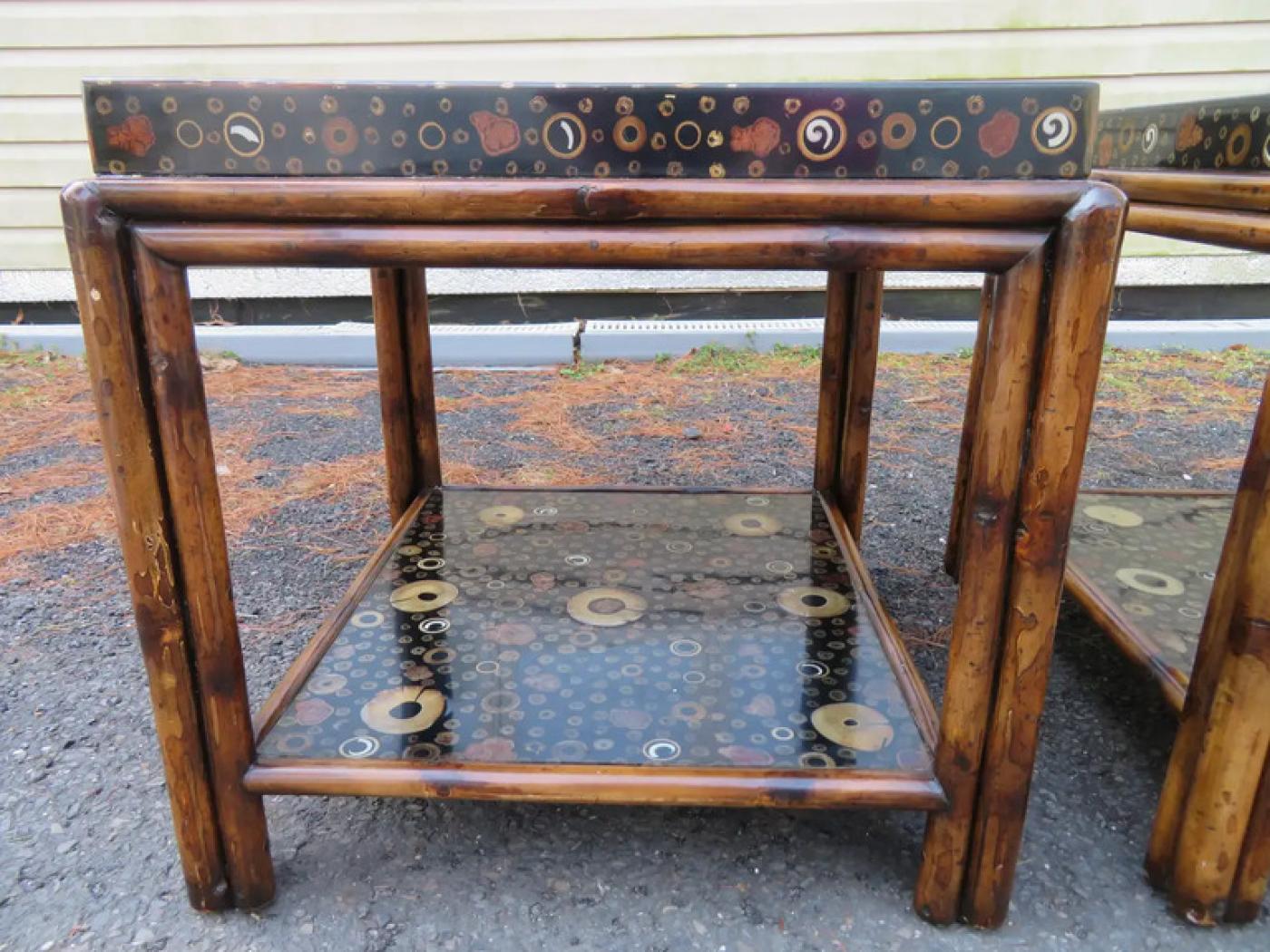 Theodore Alexander - Unusual Pair Theodore Alexander Bamboo Rattan Side ...
