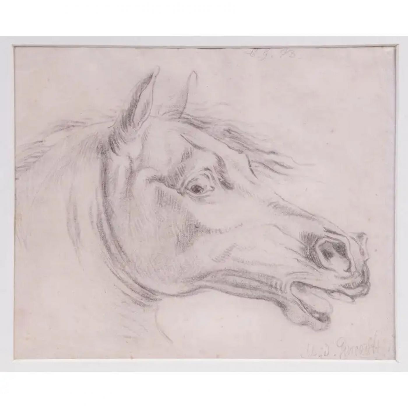 Theodore Gericault, A Rare and Important Study Drawing "Equestrian ...