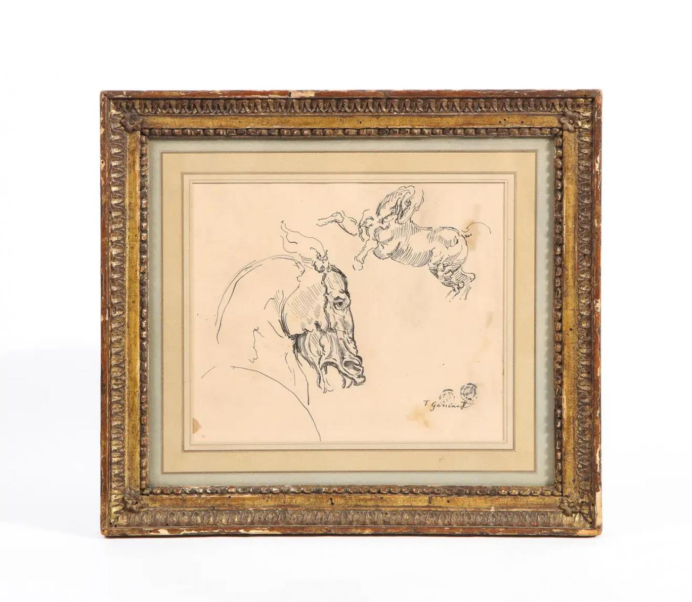 Theodore Gericault A Rare and Important Study Drawing The Charging Chasseur