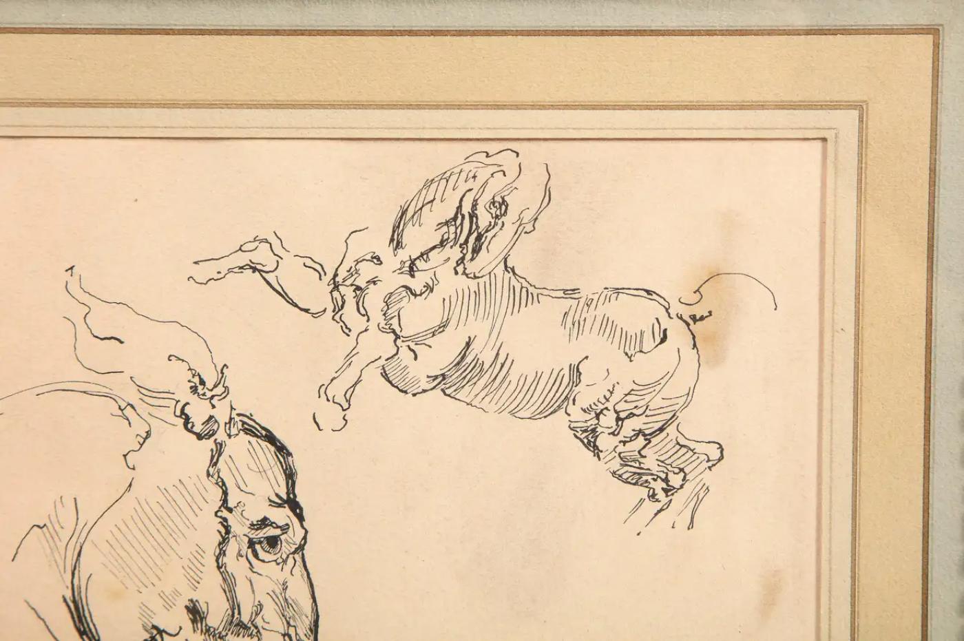 Theodore Gericault A Rare and Important Study Drawing The Charging Chasseur