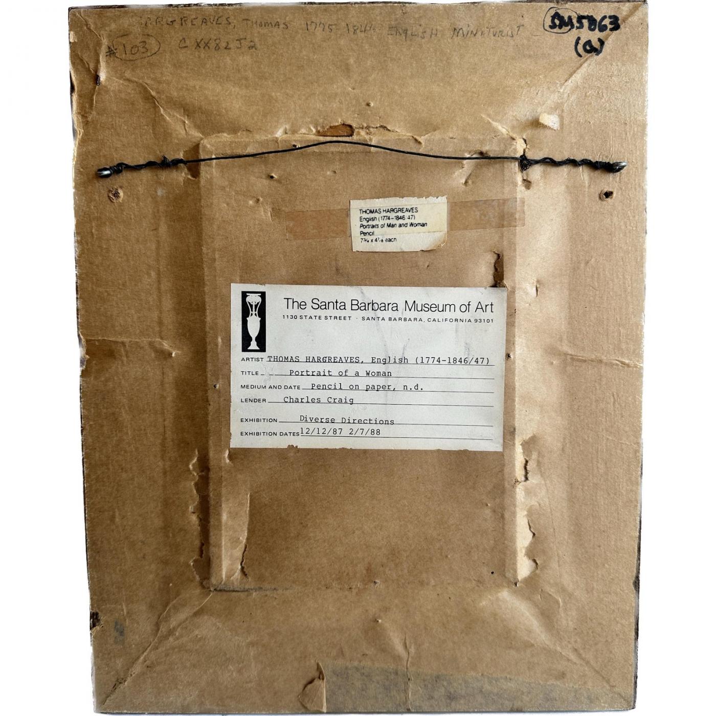 Thomas Hargreaves - Early 19th C English Pencil Portrait Drawing of a ...