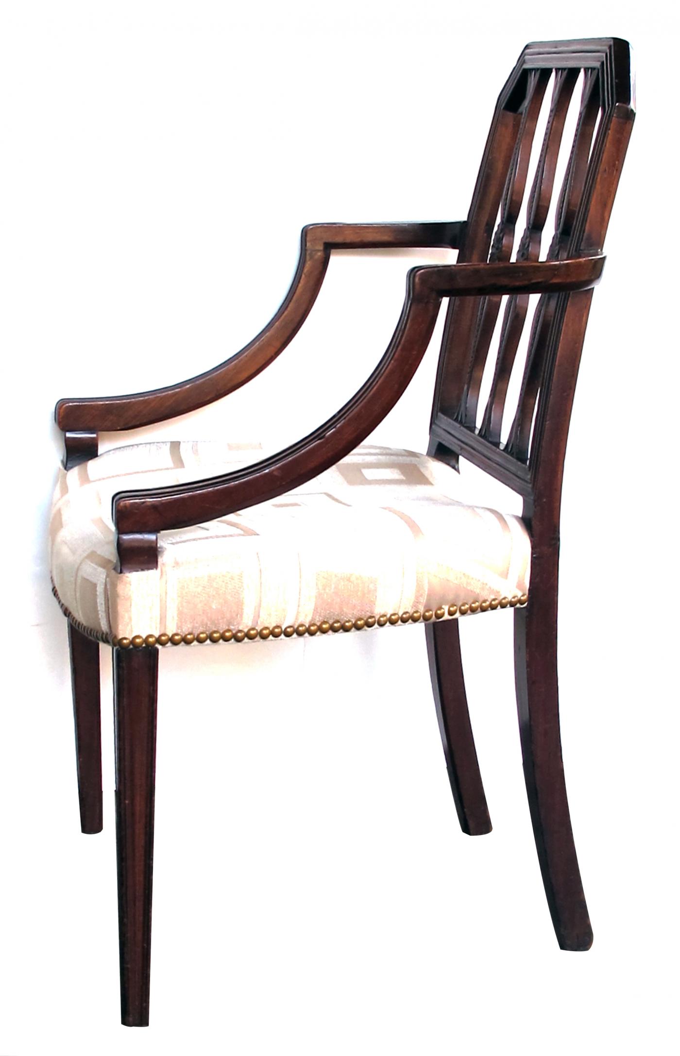 Thomas Sheraton - A Handsome English George III Sheraton Mahogany Armchair