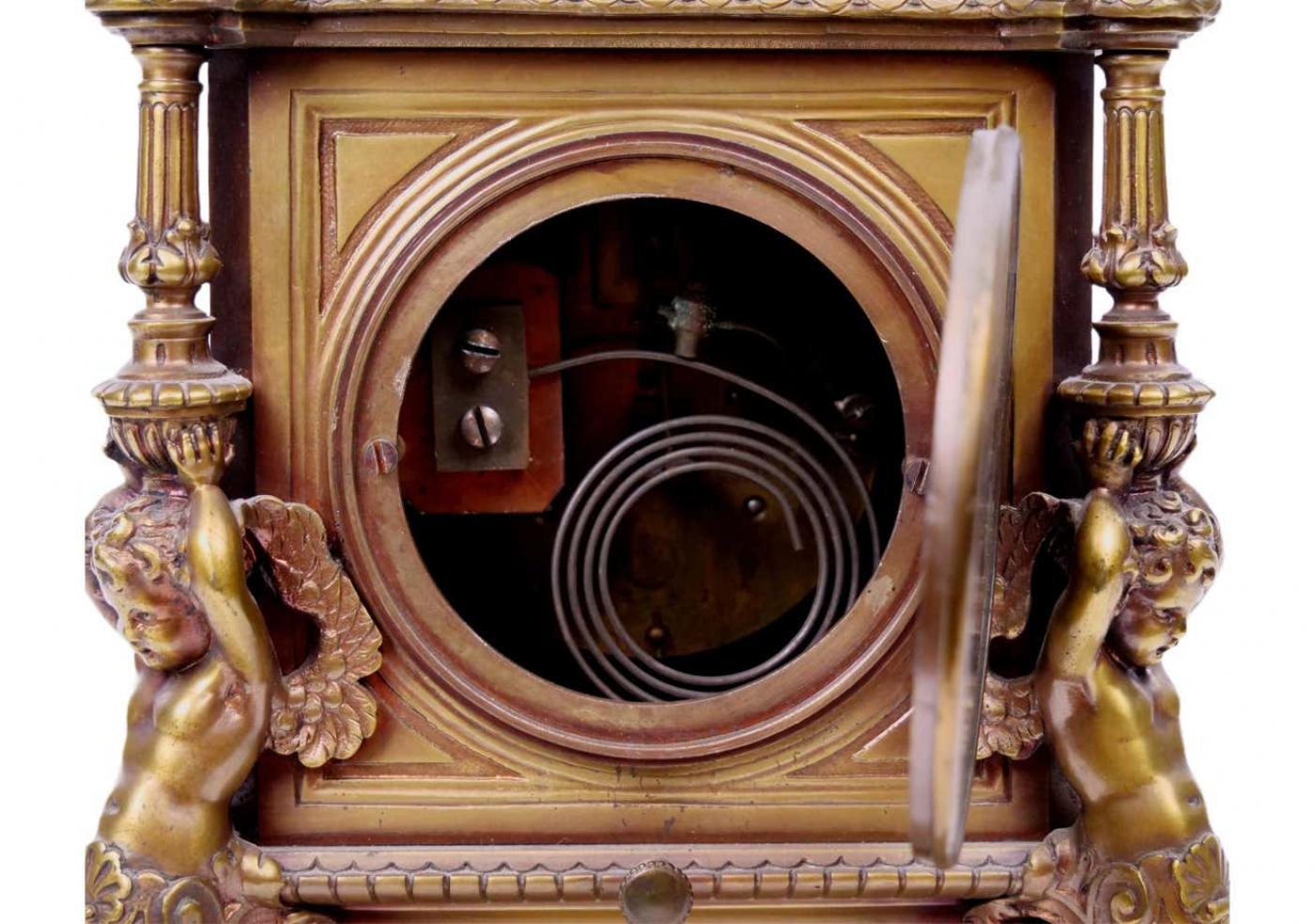 Tiffany & Co. - Tiffany Bronze / Enameled Face Mantel Clock
