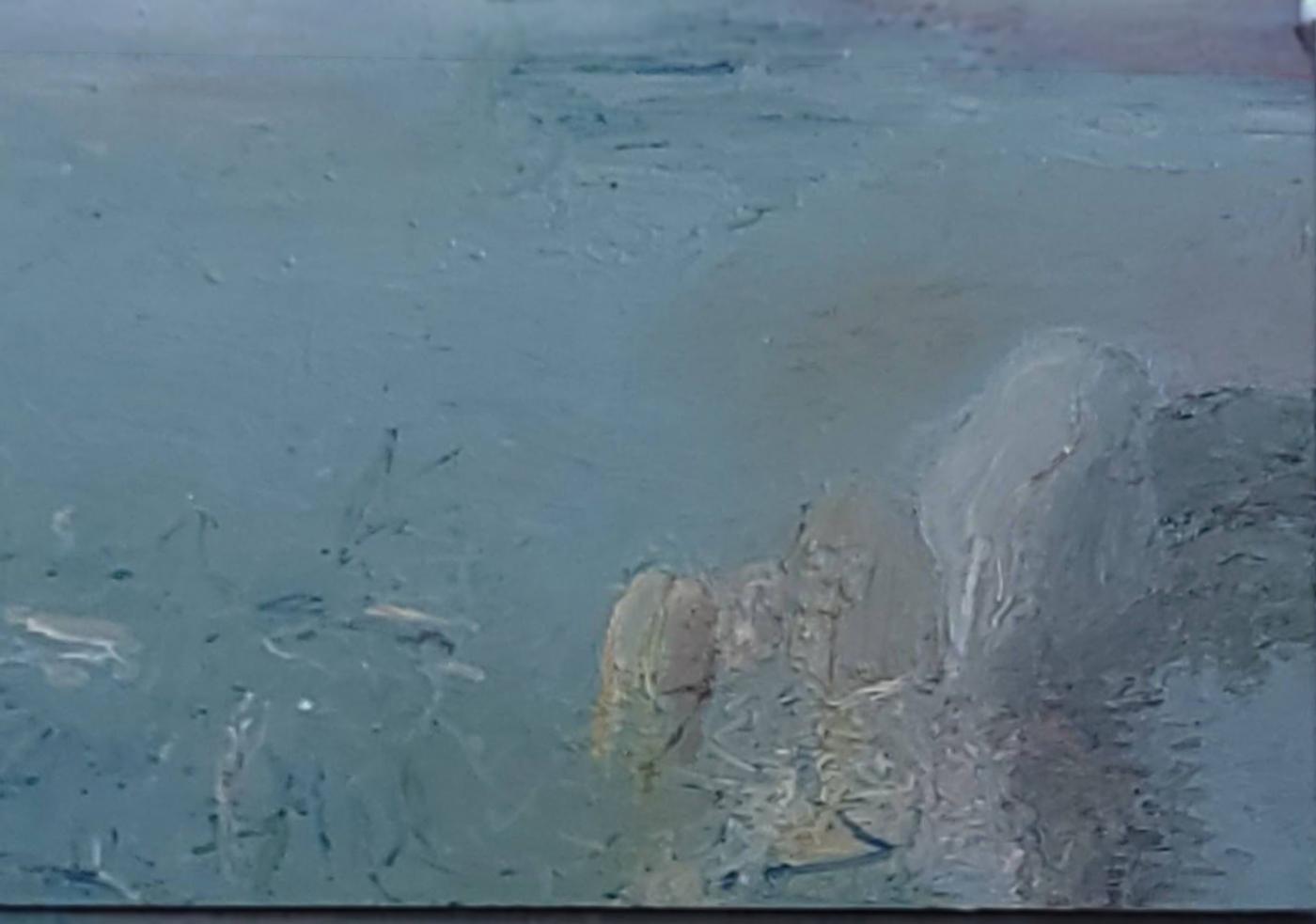 Tino Zago - Tino Zago Foghorn Time1984 Acrylic on Canvas 42" x 138" OK Harris Commission