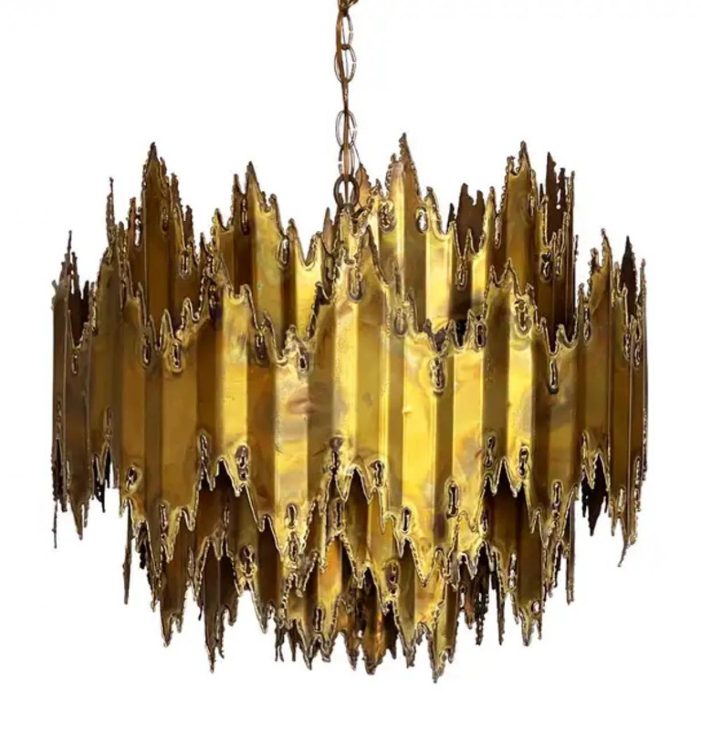 Tom Greene - Brass Midcentury Brutalist Modern Chandelier by Tom Greene ...