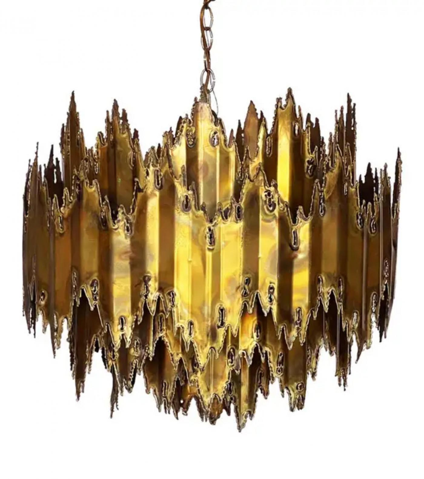 Tom Greene - Brass Midcentury Brutalist Modern Chandelier by Tom Greene ...