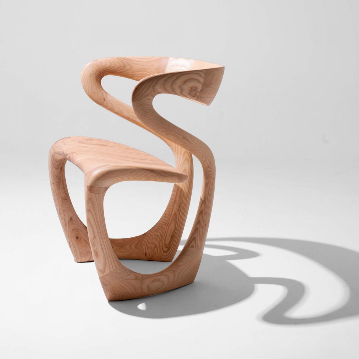 Tom Vaughan - 'S Chair', handmade abstract wooden chair by Tom Vaughan