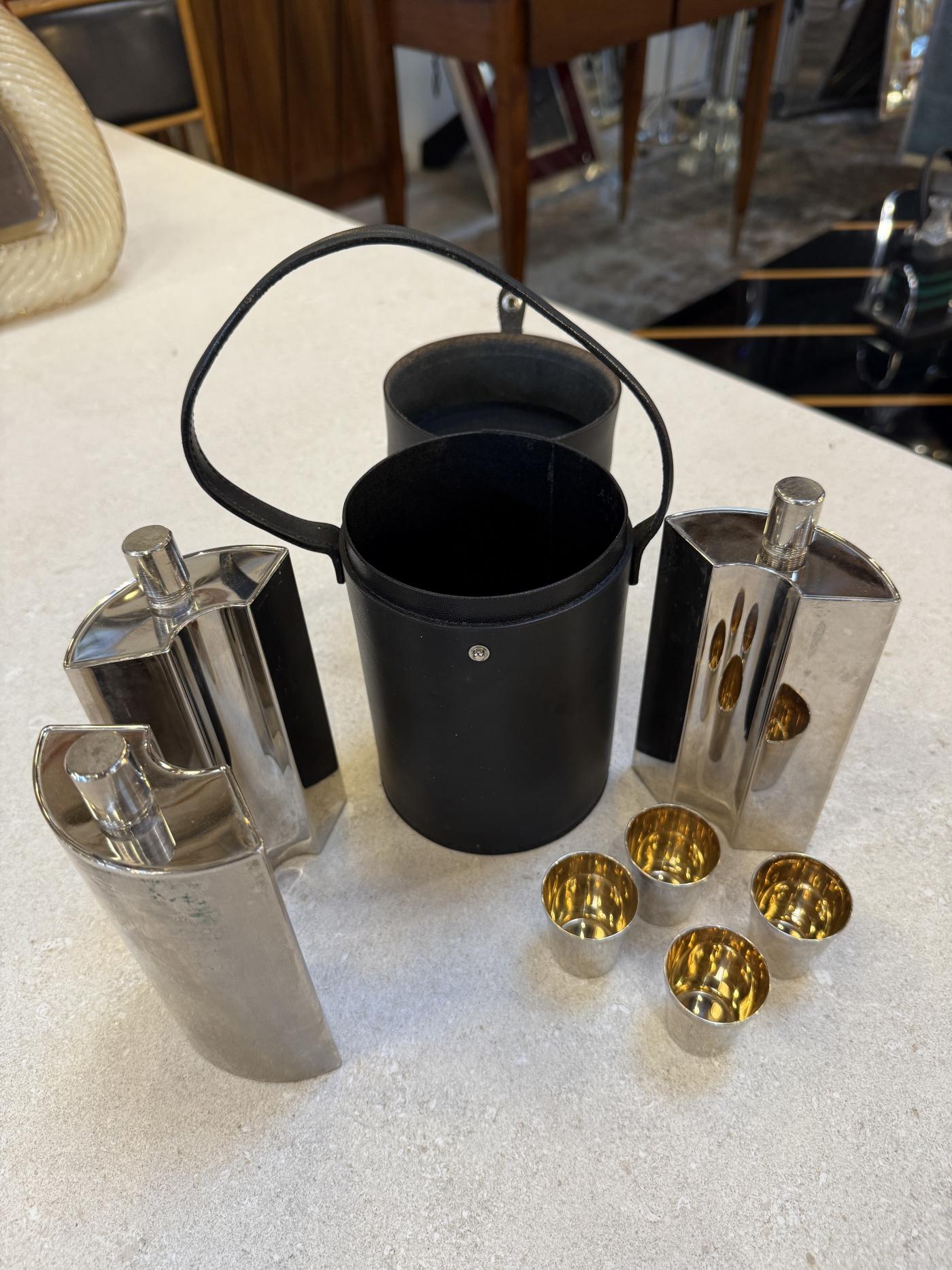 Travel Bar Set with Flasks, and Cups, 1970s
