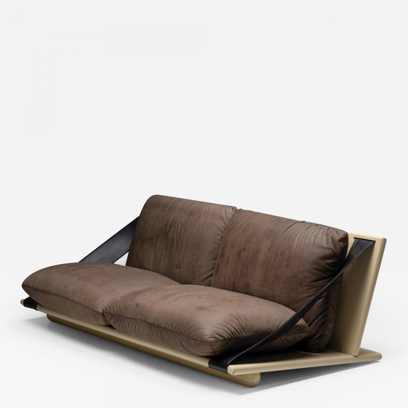 Two-Seater Sofa, Lacquer & Leather - 1970's