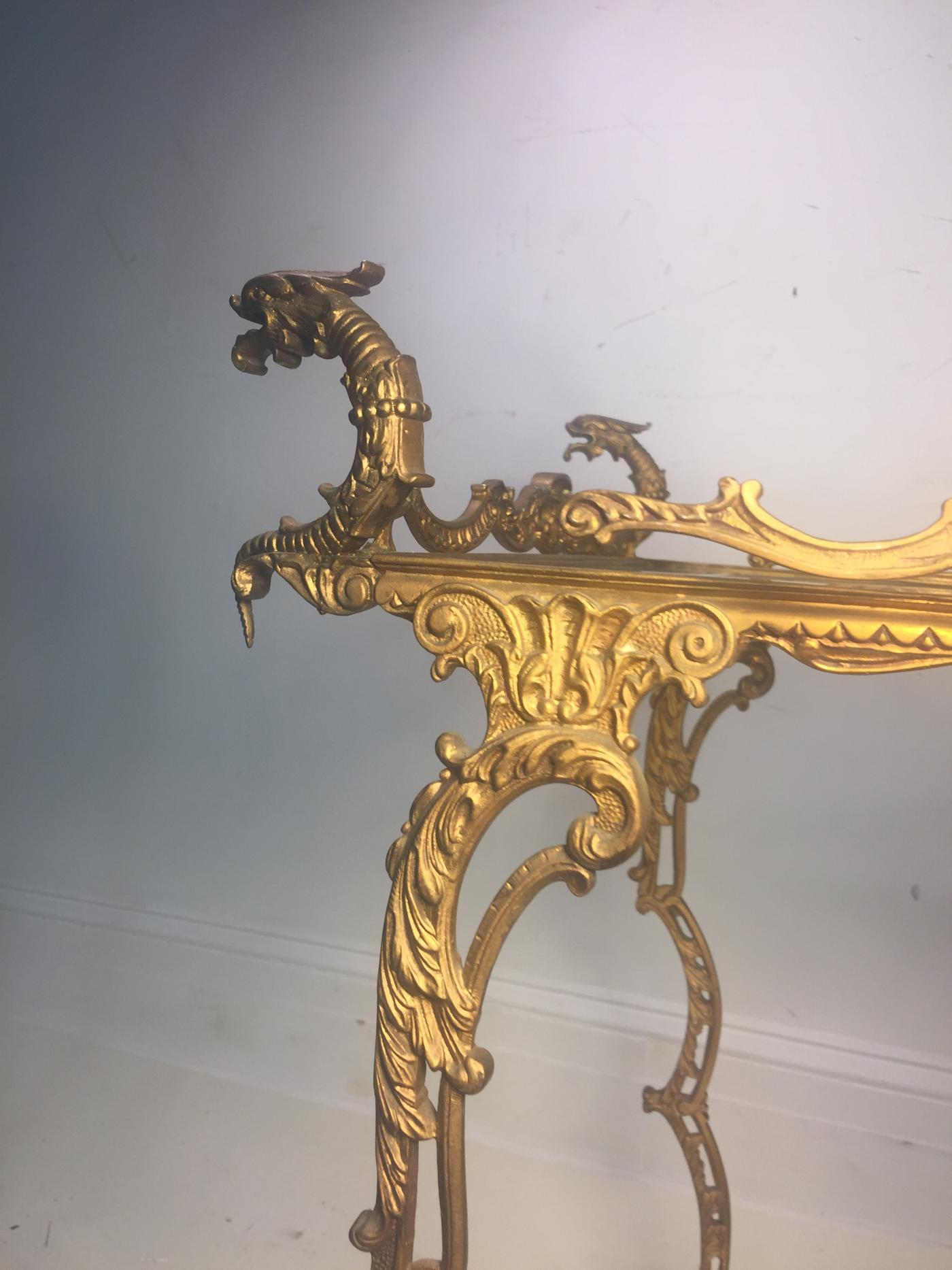UNUSUAL ELABORATE BAROQUE BRONZE DRAGON BAR CART