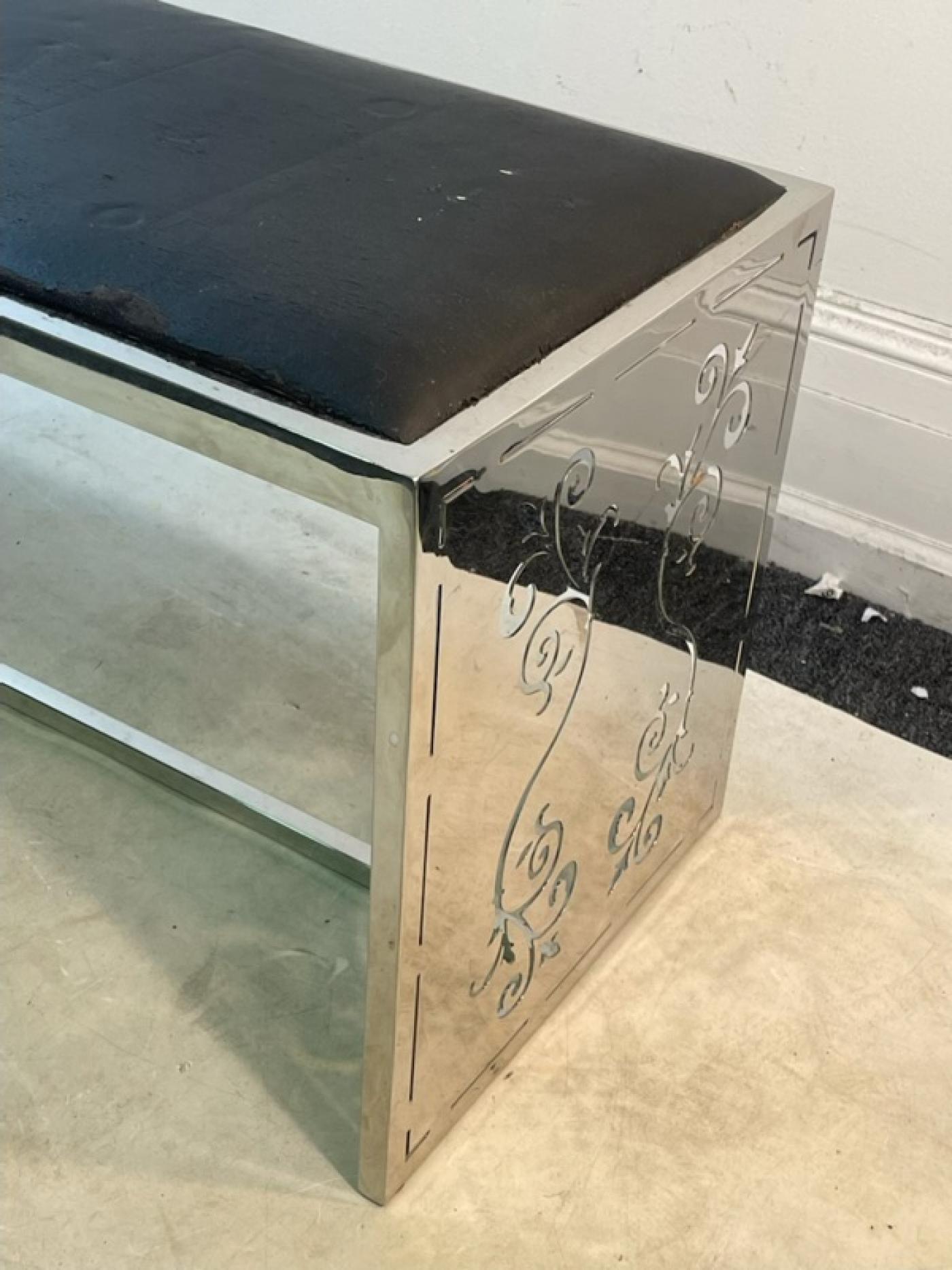 UNUSUAL MODERN CHROME CUT OUT BENCH
