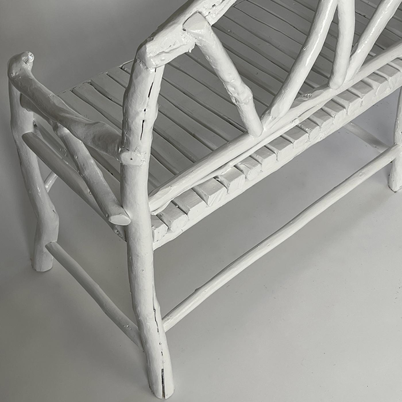 Umberto Pasti - WHITE LACQUER ROOT WIDE BENCH 74"