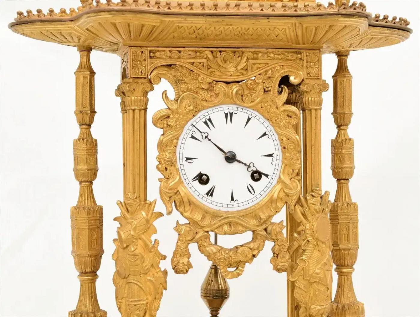 Unusual French Ormolu and Jeweled Clock Made for the Ottoman Turkish Market