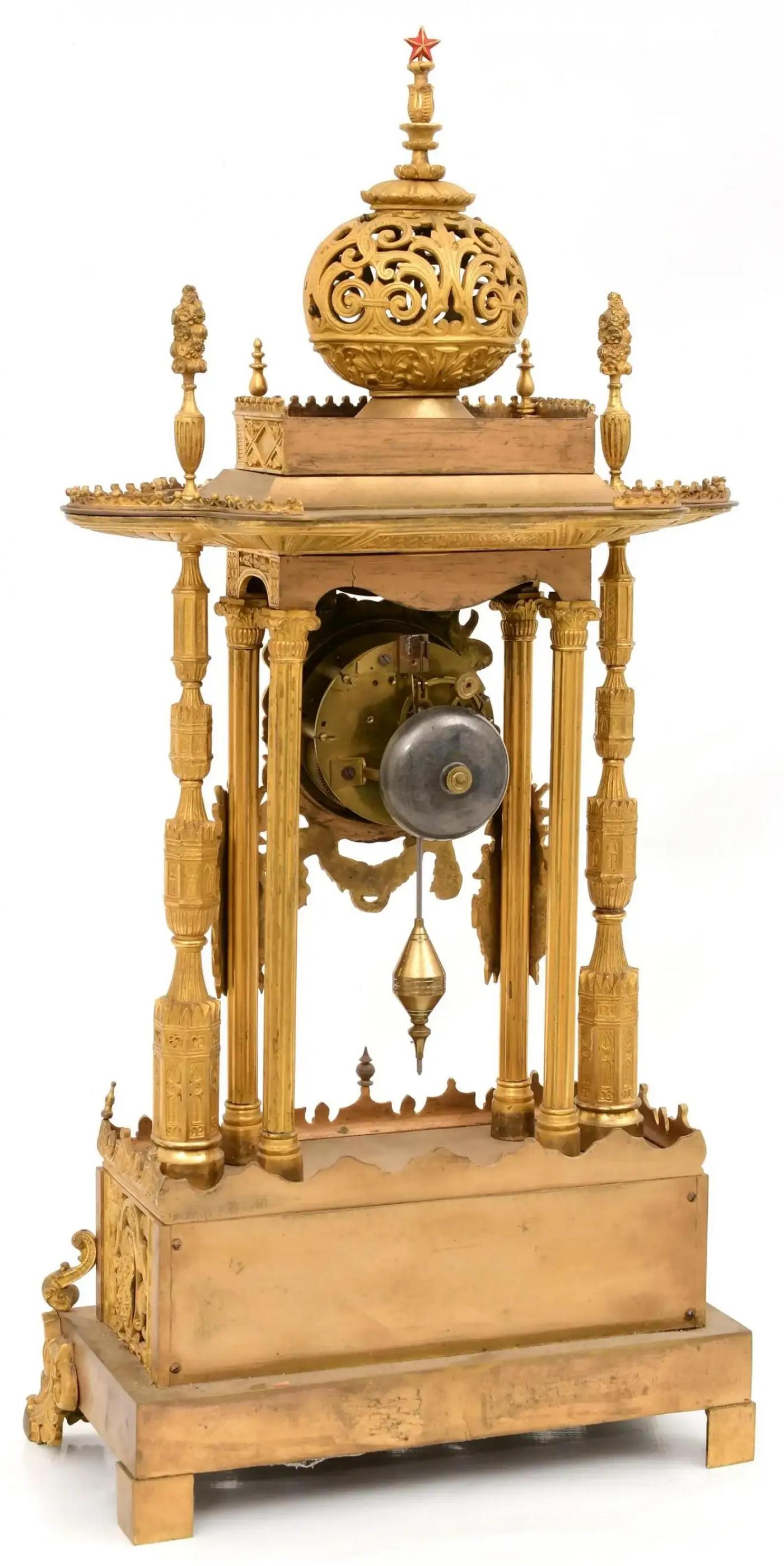 Unusual French Ormolu and Jeweled Clock Made for the Ottoman Turkish Market