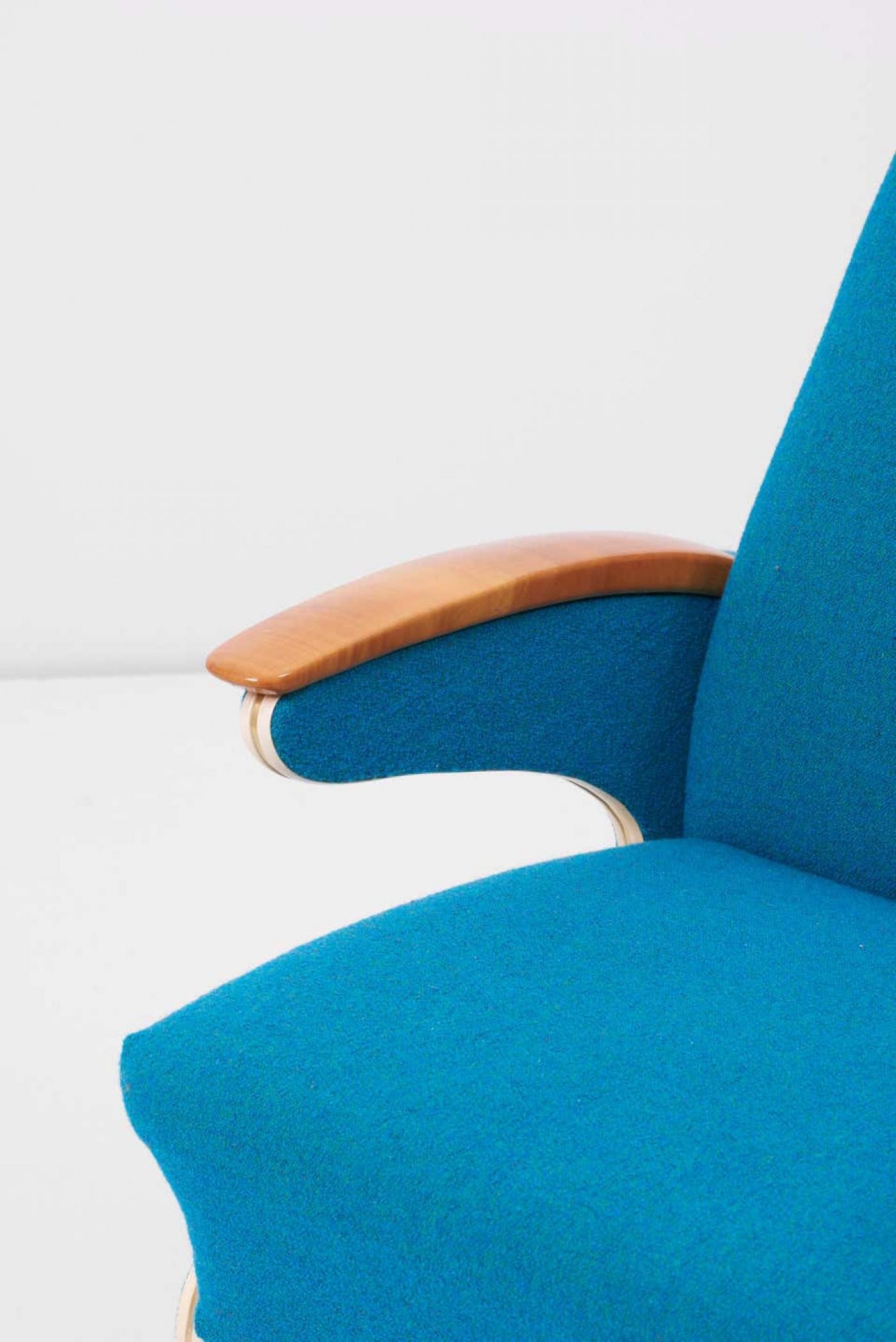 Upholstered Aerodynamic Lounge Chair, 1950s
