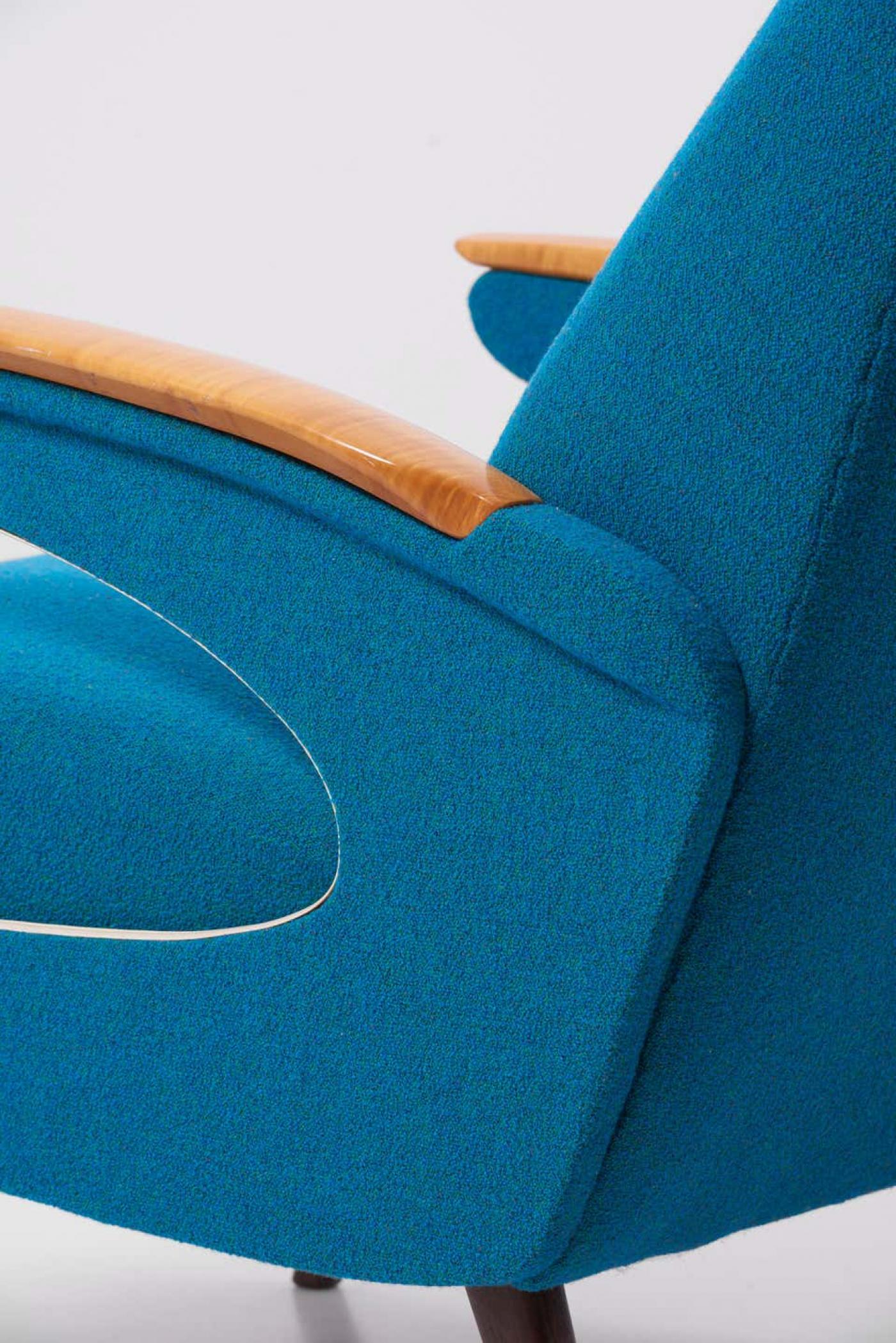 Upholstered Aerodynamic Lounge Chair, 1950s