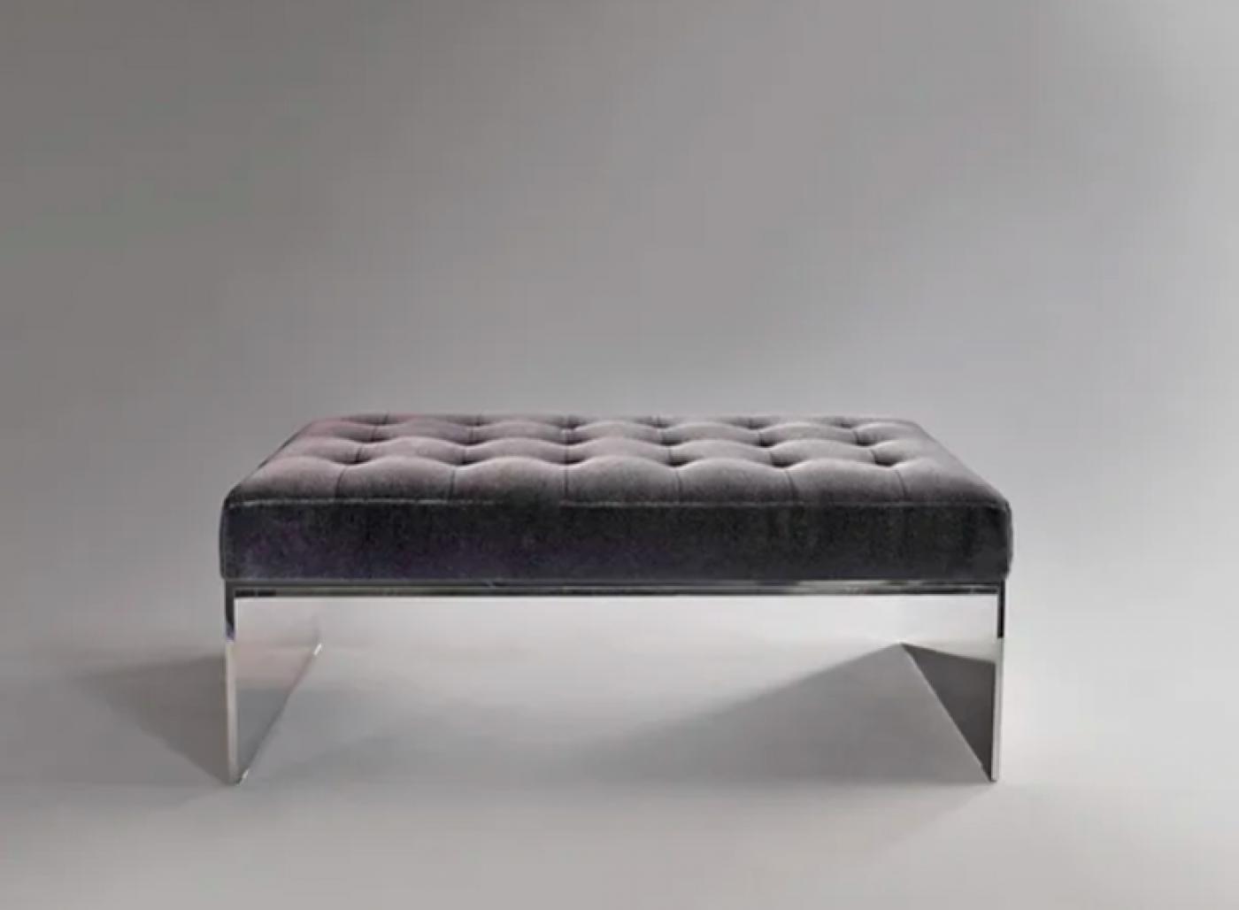 Upholstered Bench with Chrome Base