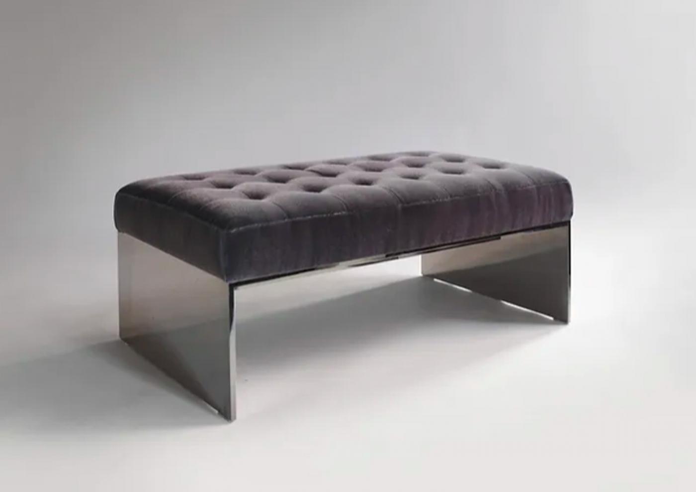 Upholstered Bench with Chrome Base
