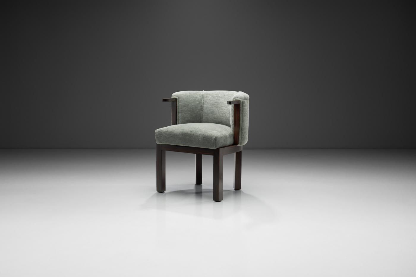 Upholstered Easy Chair with Calamander Wood, Europe 20th Century
