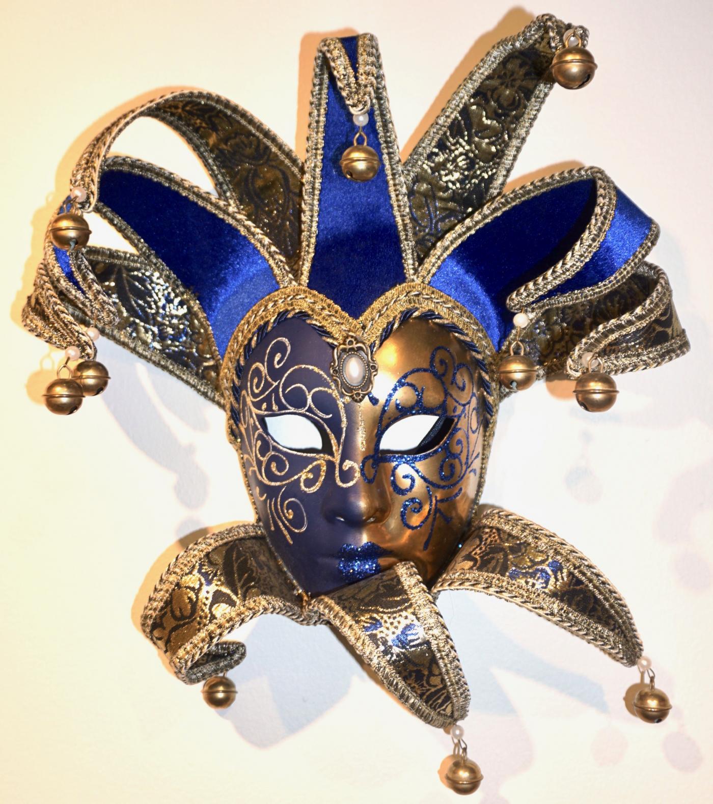 Venetian Green or Cobalt Blue and Gold Modern Mask with Jester Collar ...