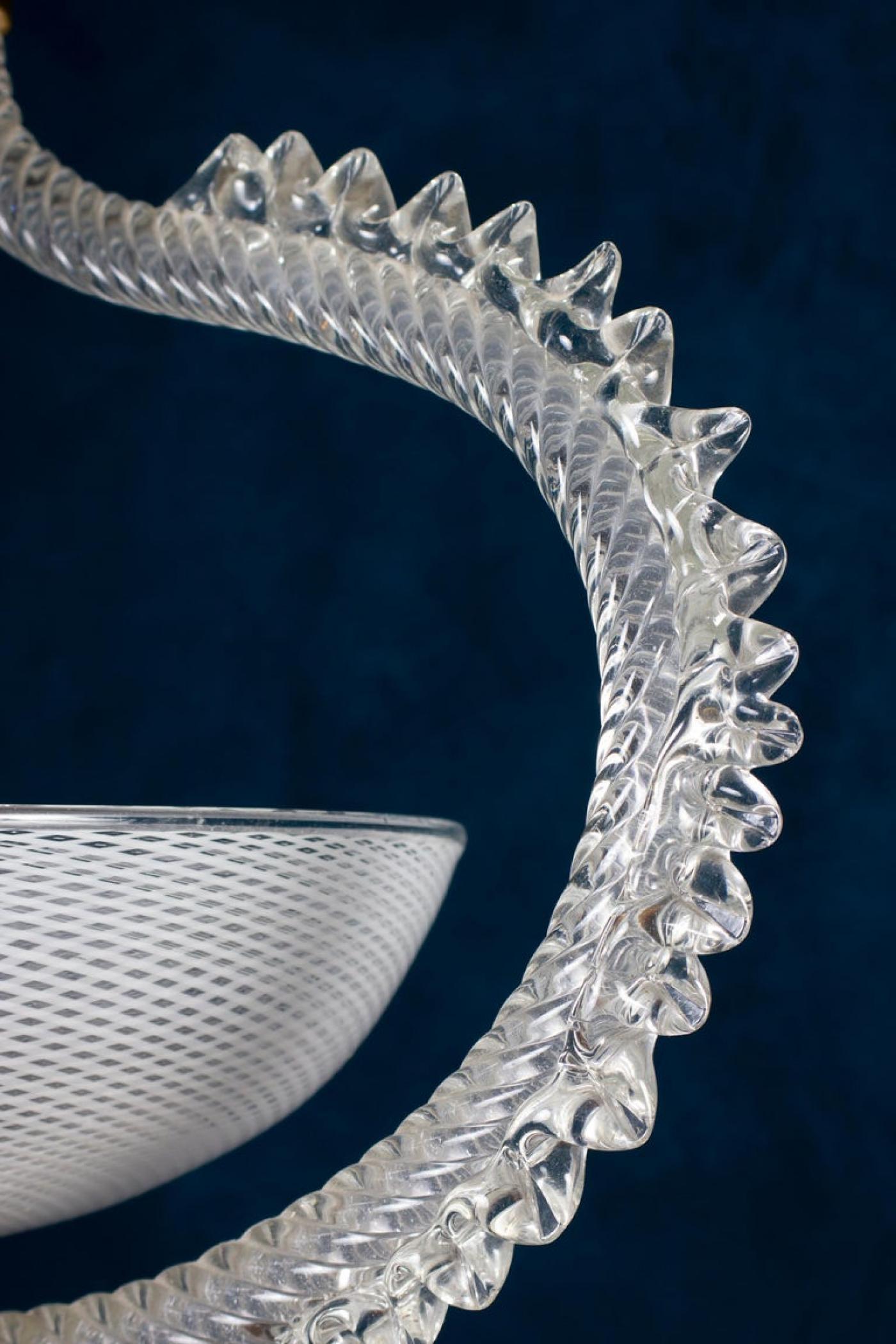 Venini Reticello Elegant Murano Glass Lanterns or Pendants, 1940s