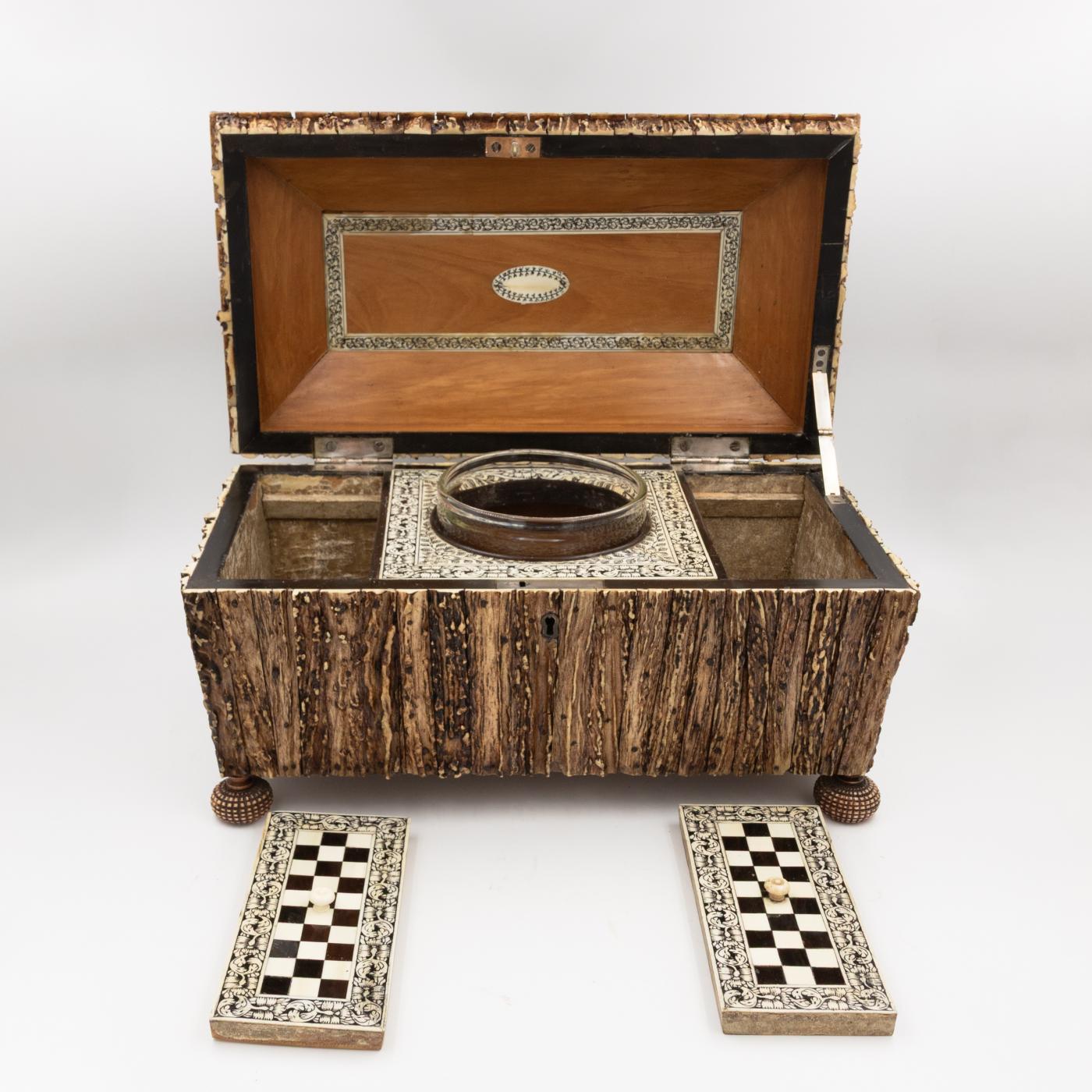 Very Rare Anglo Indian Stag Horn Tea Caddy Circa 1830