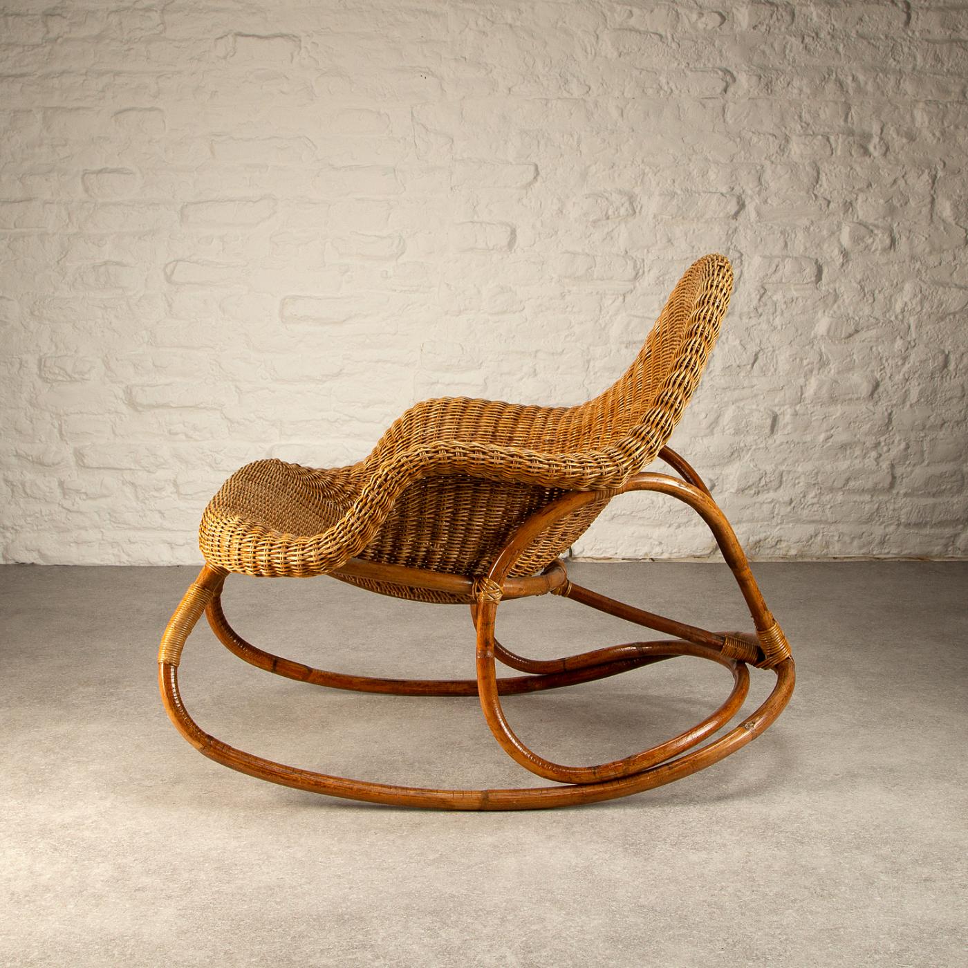 Victor Pierre Horta - Wicker Art Nouveau Rocking Chair, attr. Victor ...