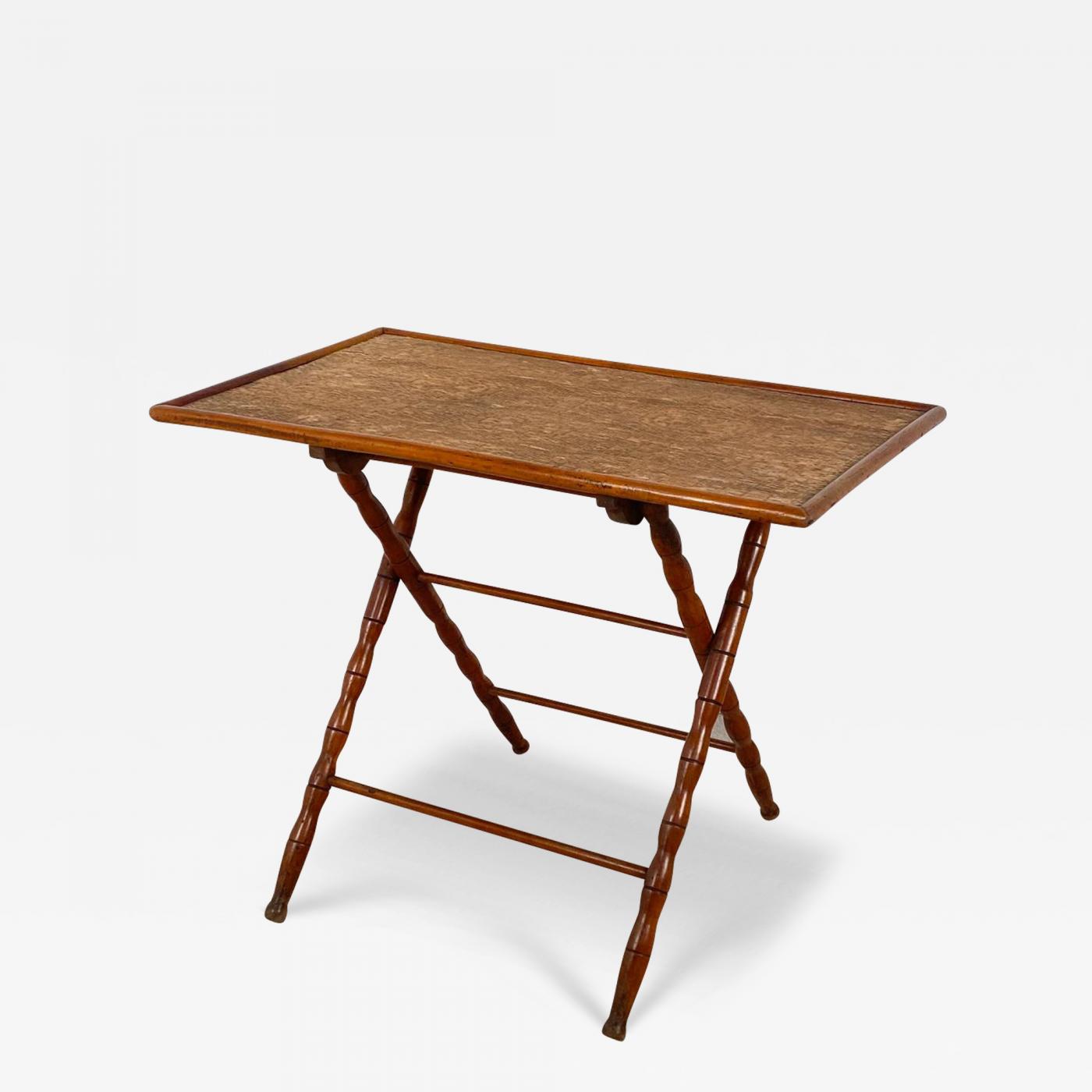 Victorian Coaching Table in Beechwood with Rattan Top