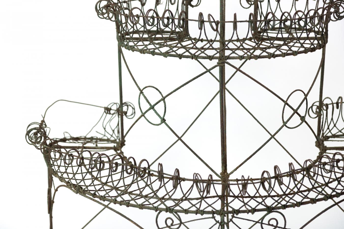 Victorian-Era French Wirework Demilune Planter, 19th Century.