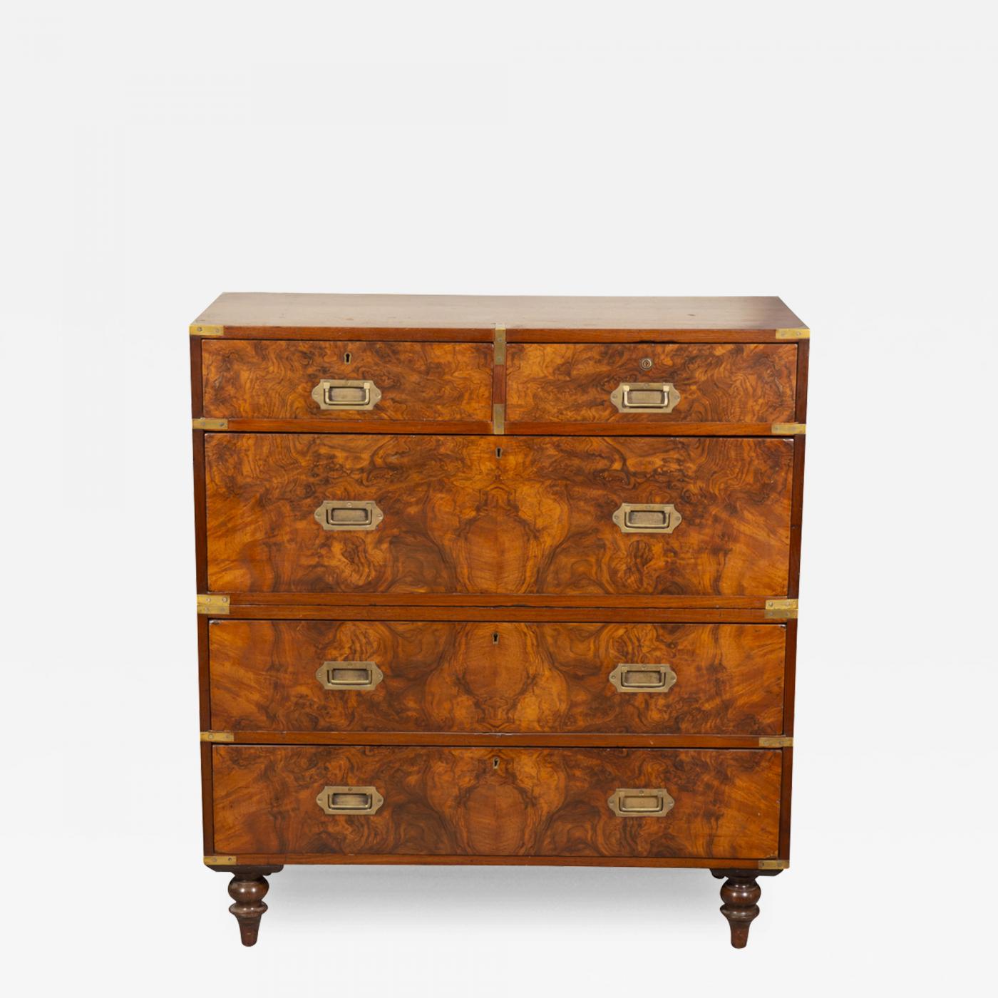 Victorian Figured Walnut Campaign Chest