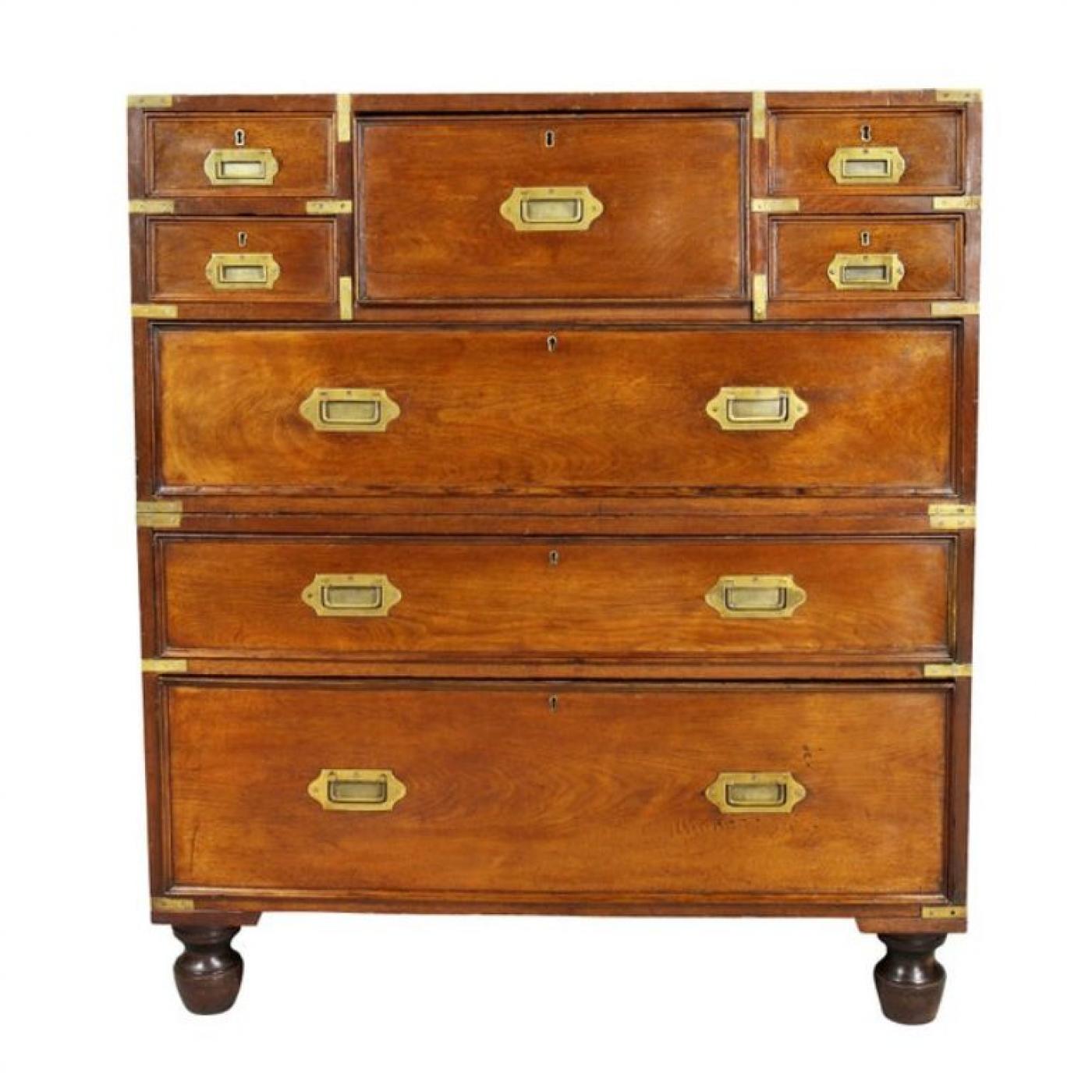 Victorian Walnut and Brass Mounted Campaign Chest