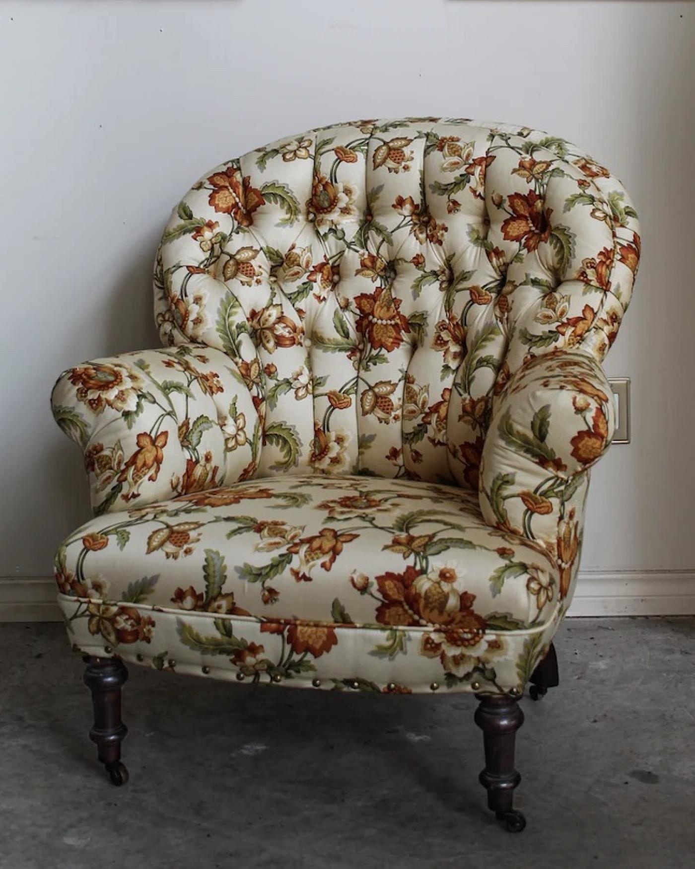 Victorian Wire Back Floral Lounge Chair