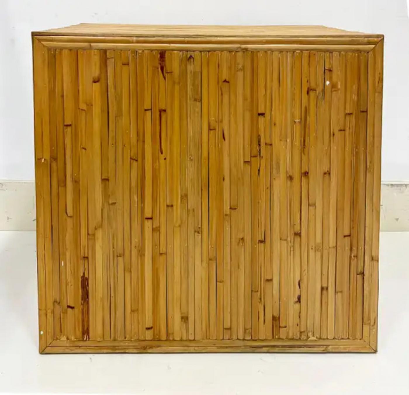 Vintage Coastal Split Rattan Night Stands Commodes, Finished on all ...